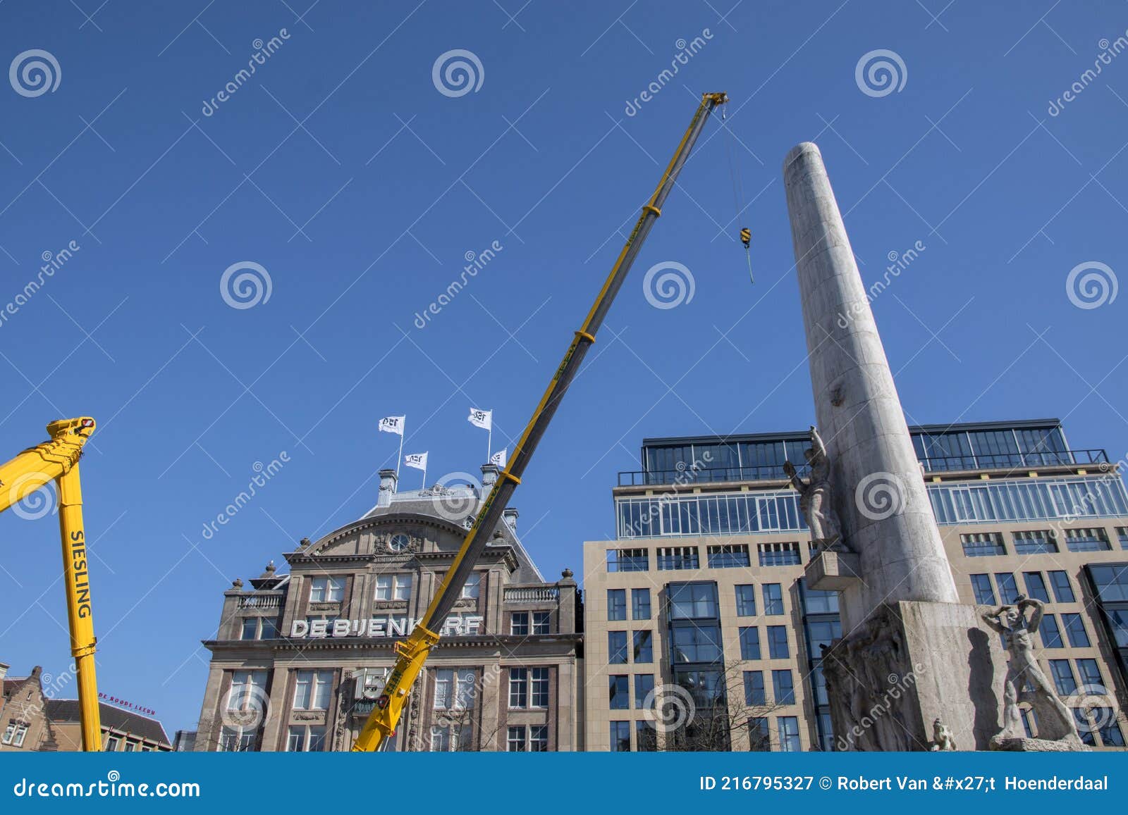 Renovation at the Dam Remembrance Monument at Amsterdam the Netherlands ...
