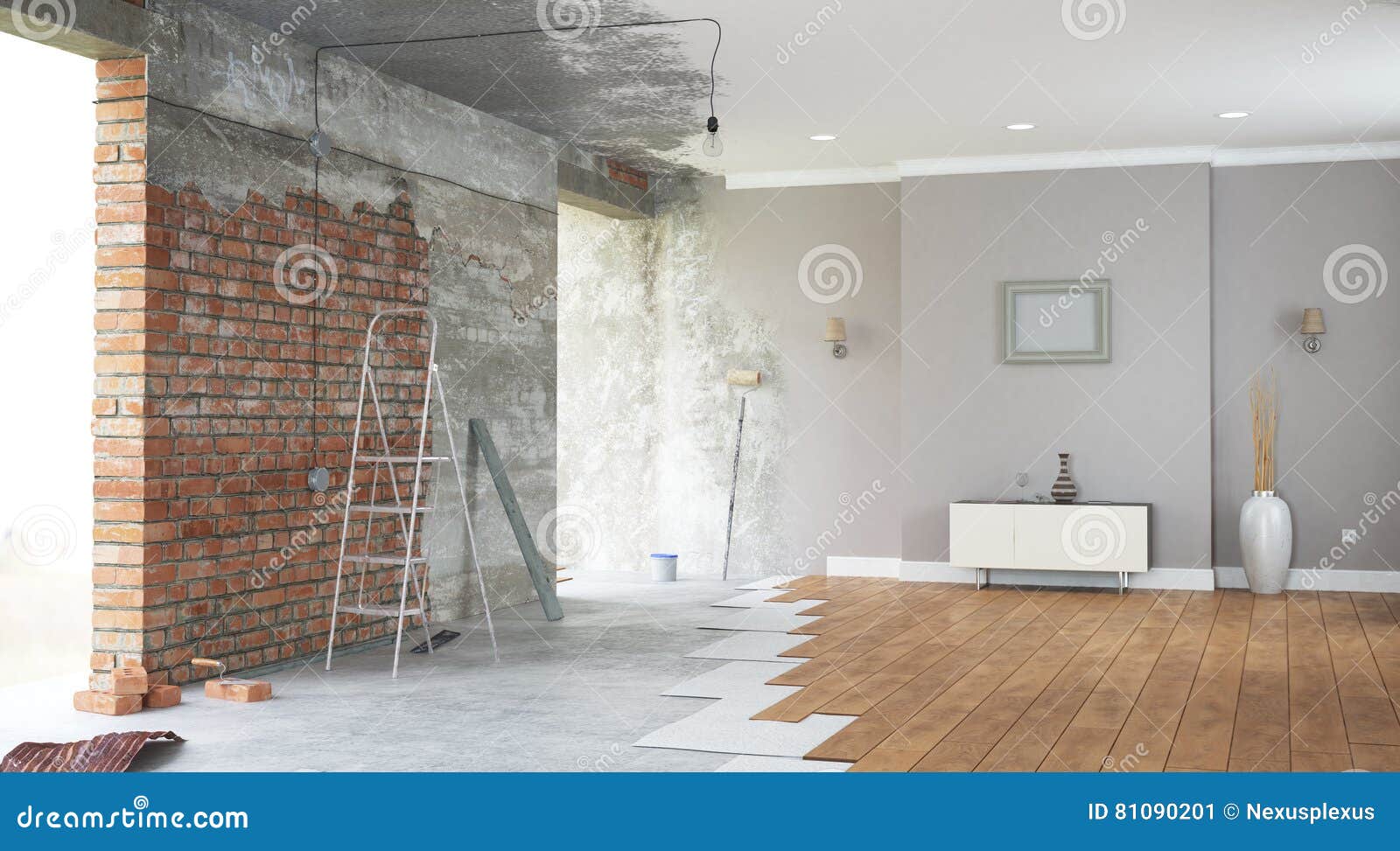 Renovation Interior. 3D Render Stock Illustration - Illustration of ...