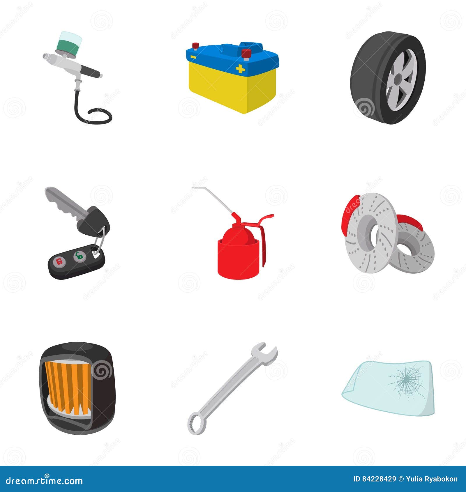 Renovation for Machine Icons Set, Cartoon Style Stock Vector ...