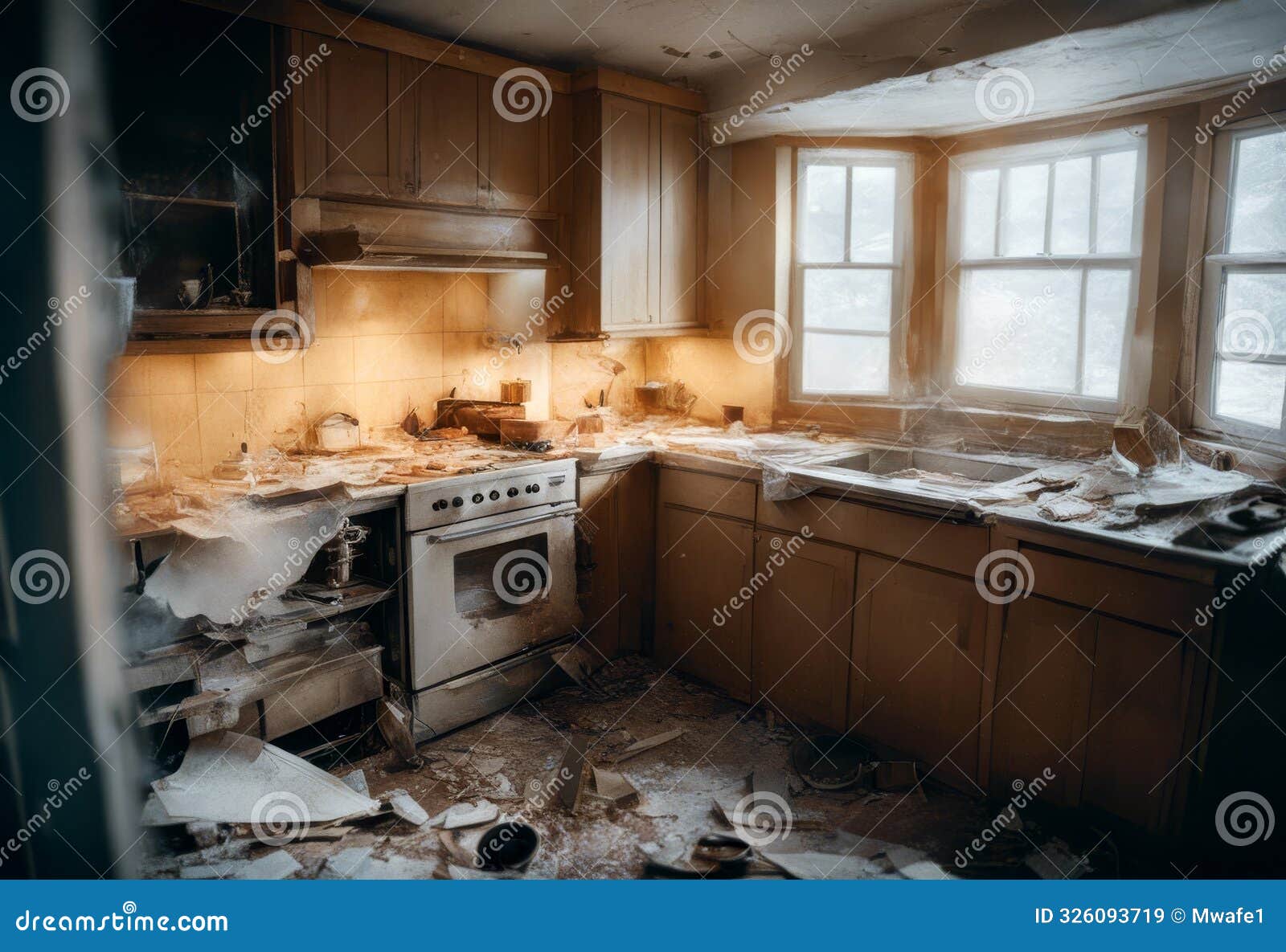 A Mess In The Kitchen, Dirty Dishes On The Table, Scattered Things ...