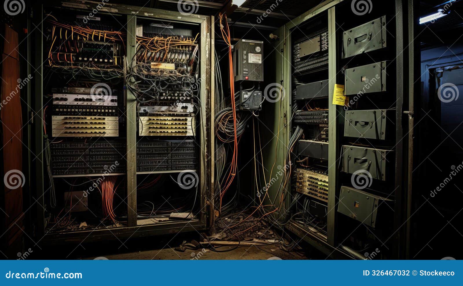 Renovation Needed: Cluttered Server Closet Photographed Exposed Stock ...
