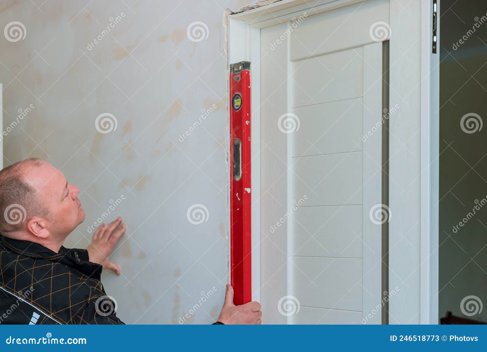 Renovation Process of Checking the Level of Installed the Interior Door ...