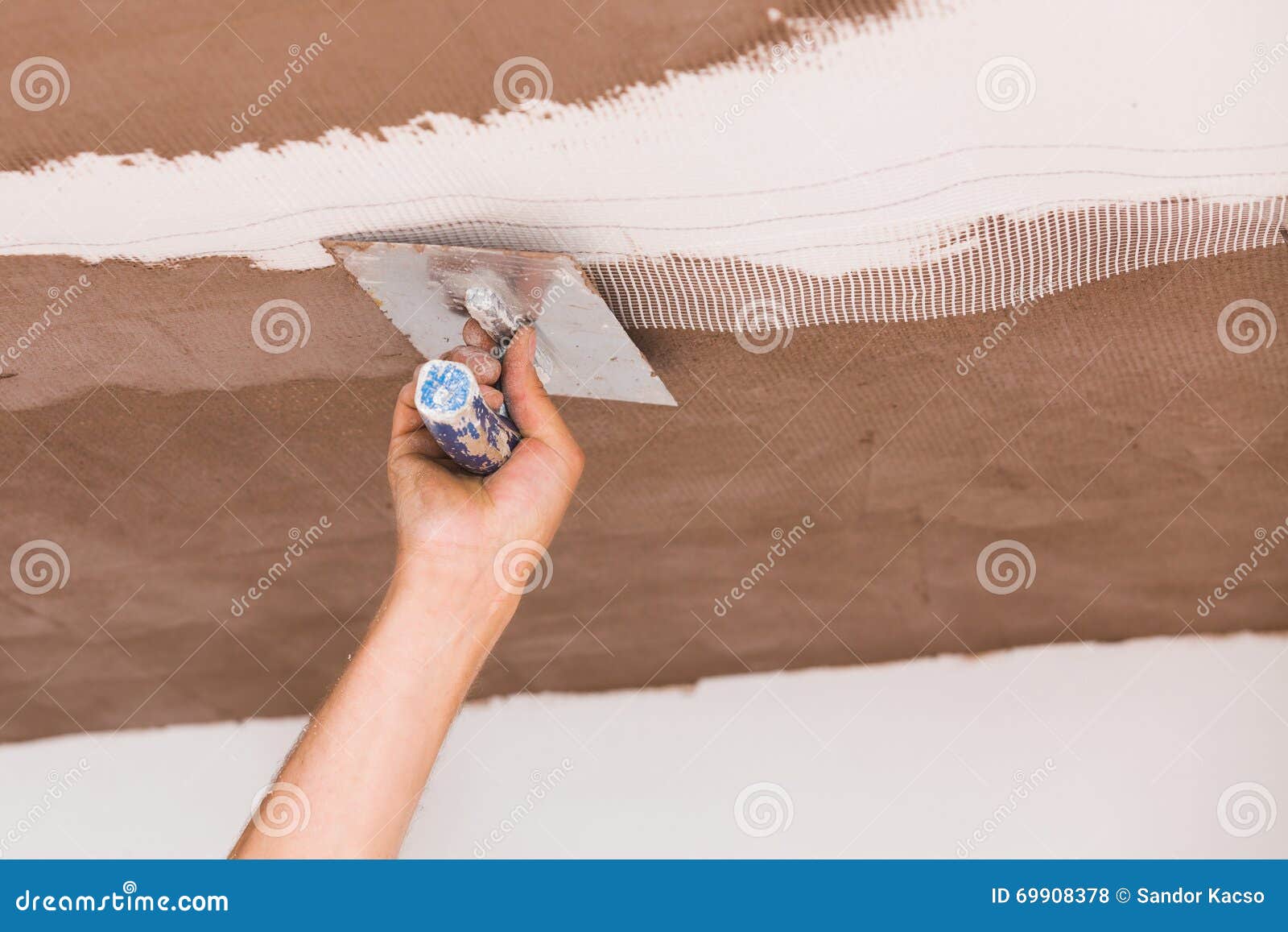 Skim A Ceiling, Plaster A Ceiling With Plastering Royalty-Free Stock ...
