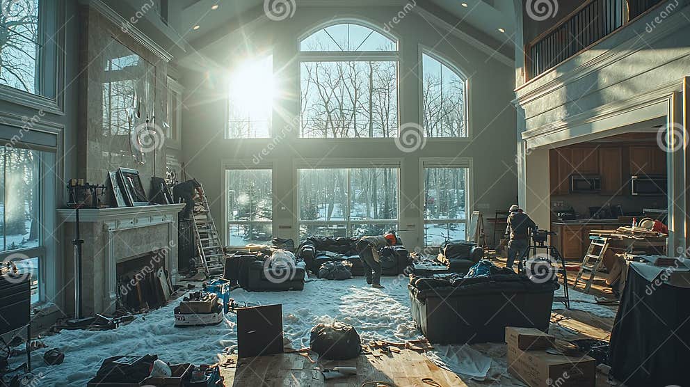 Renovation in Progress in a Spacious House Stock Illustration ...