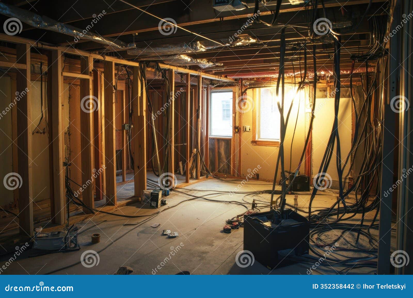 Renovation Project in Progress with Exposed Structures and Electrical ...