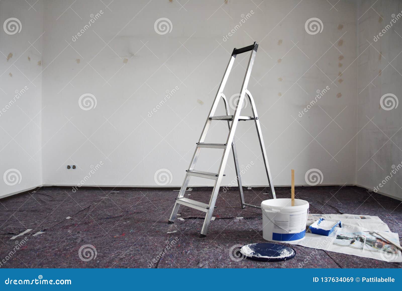 Renovation / Relocation - Painting Works Stock Image - Image of ceiling ...