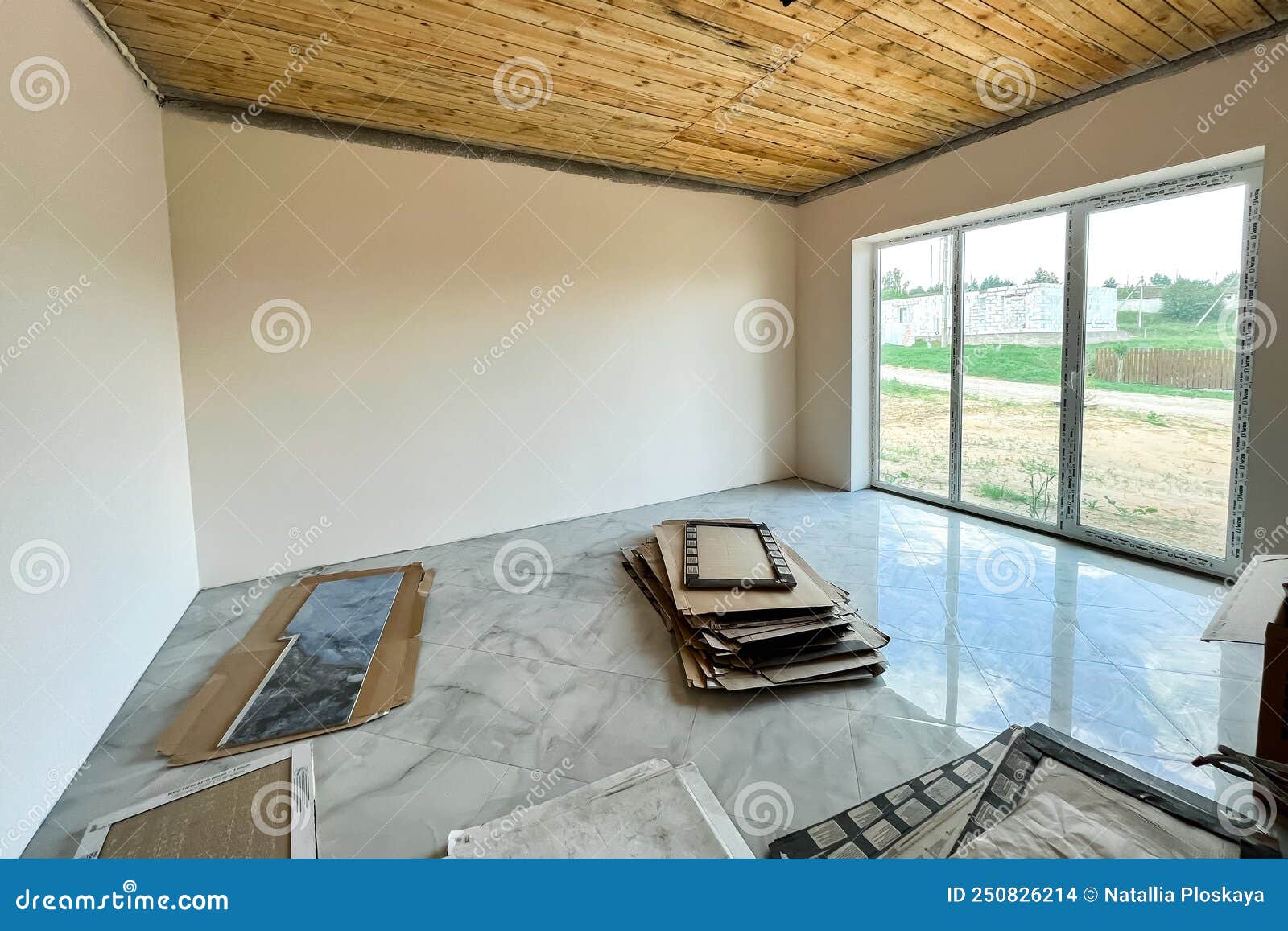Renovation in the Room of a New House. Empty Room Under Construction ...