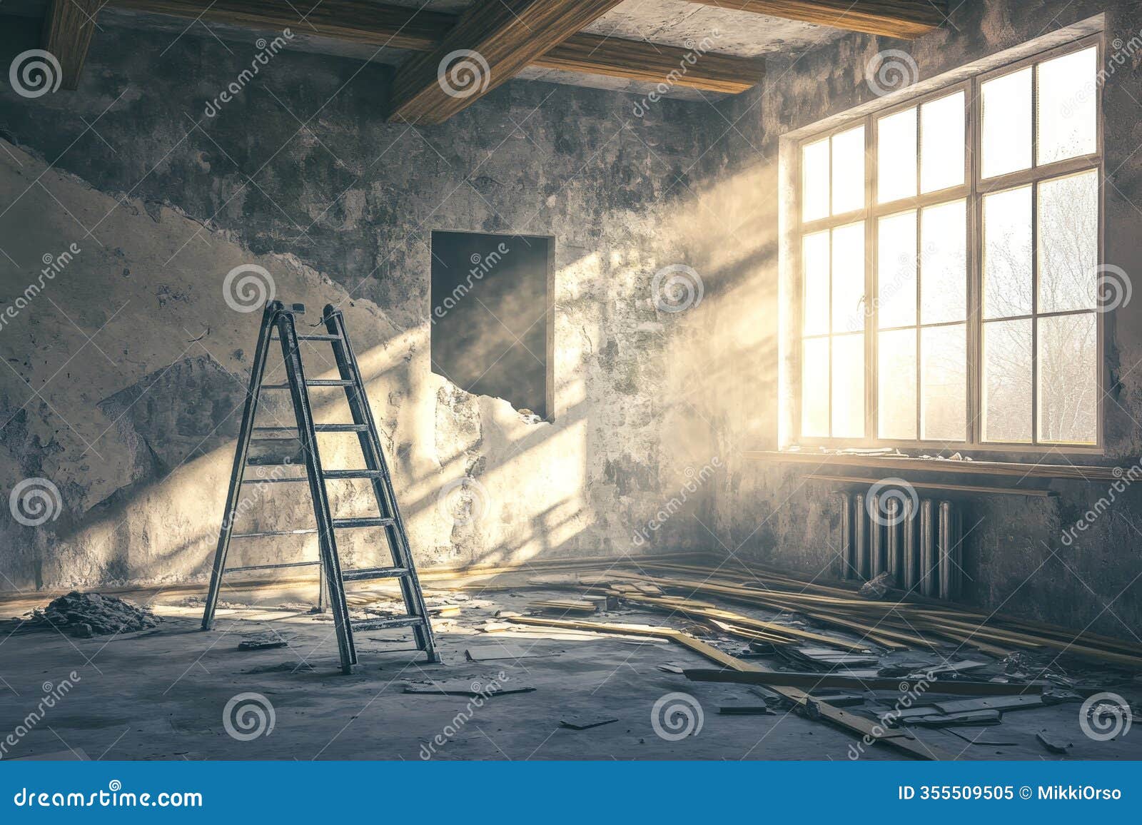 Renovation Scene Interior Space Undergoing Construction with Exposed ...