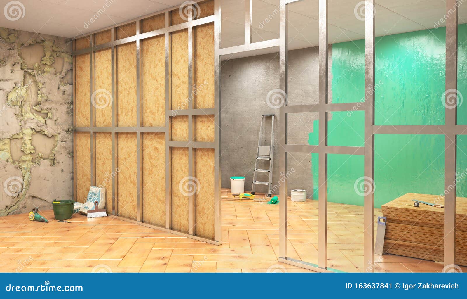 Renovation of Walls, Making Partition Stock Illustration - Illustration ...