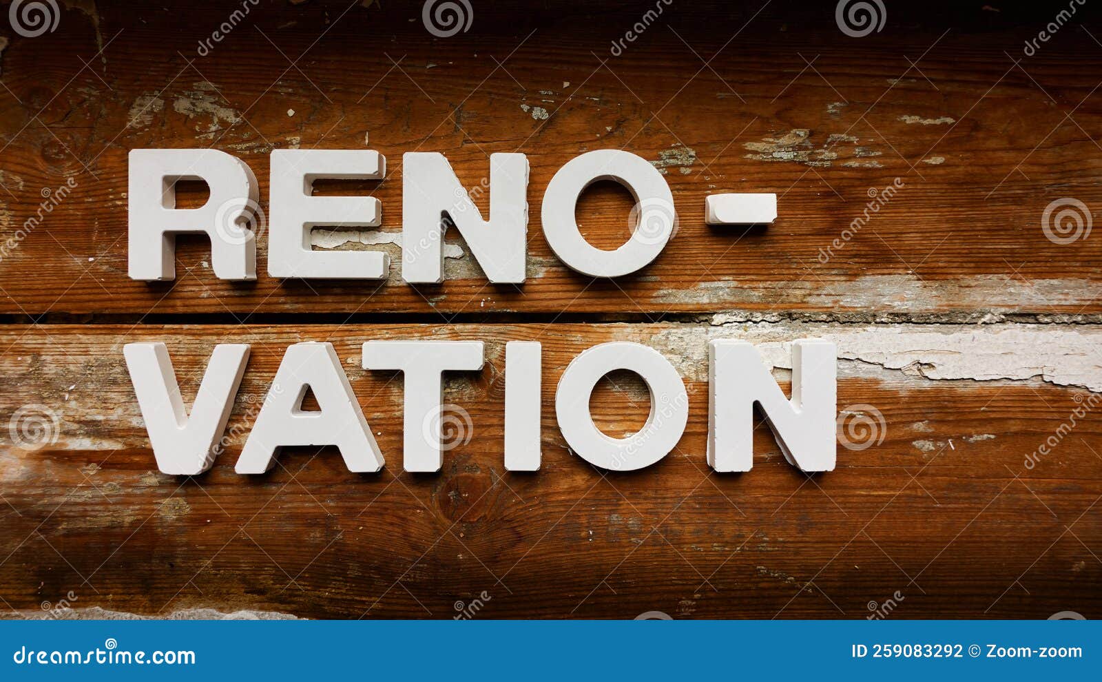 Renovation - Word on Old Planks Stock Photo - Image of inspect, flat ...
