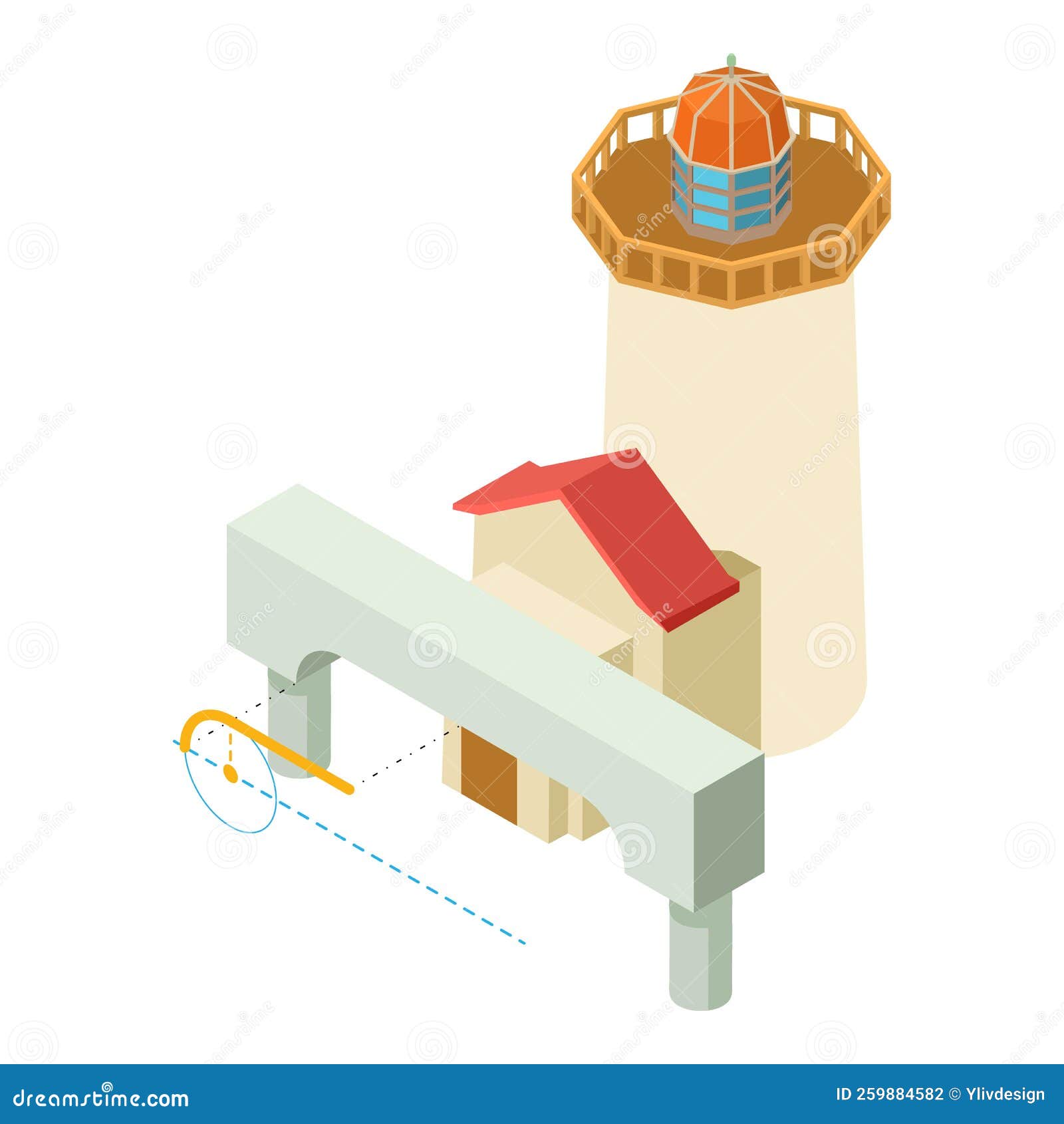 Renovation Work Icon Isometric Vector. Arch Project and Lighthouse ...