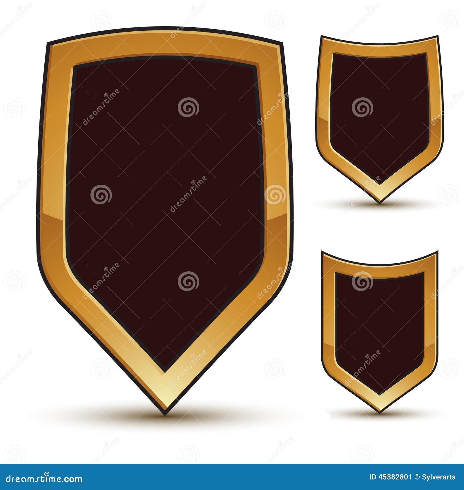 Renown Vector Black Shield Shape Emblems, 3d Stock Vector ...