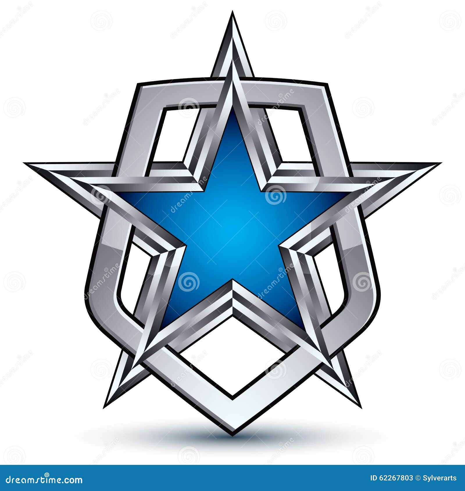 Renown Vector Silver Emblem with Pentagonal Star, 3d Stock Vector ...
