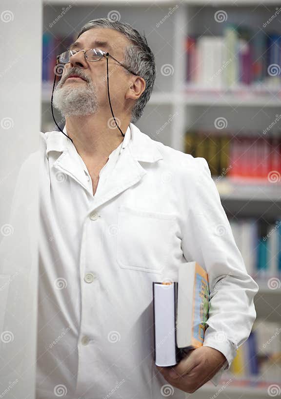 Renowned scientist/doctor stock photo. Image of library - 12289556