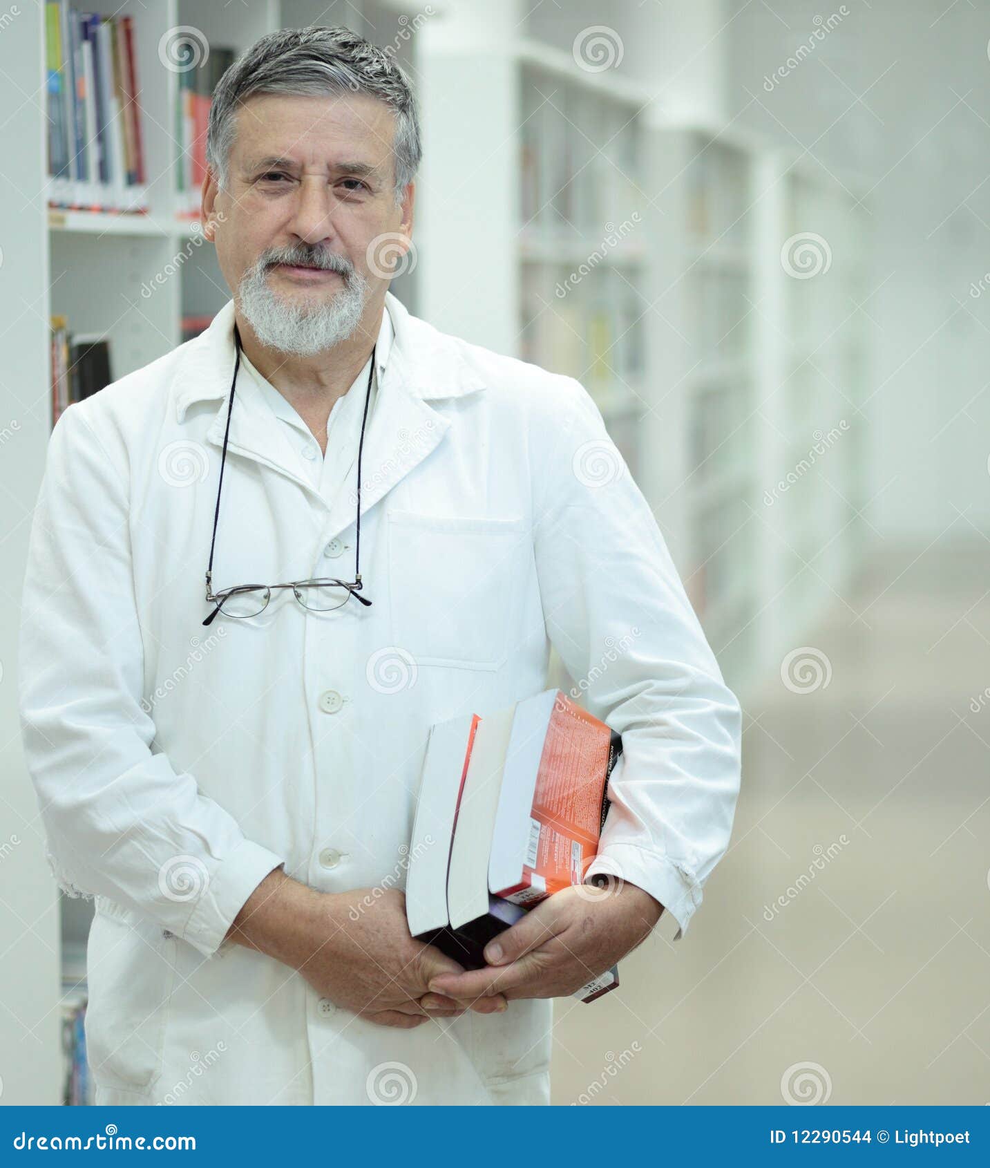 Renowned scientist/doctor stock photo. Image of library - 12290544