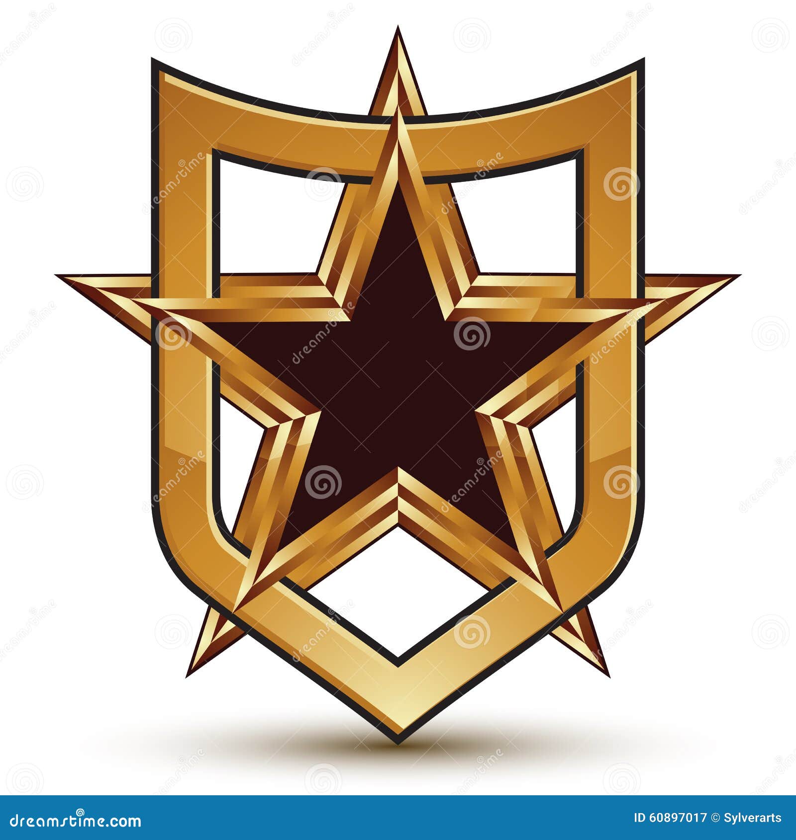 Renowned Vector Golden Star Emblem, 3d Stock Vector - Illustration of ...