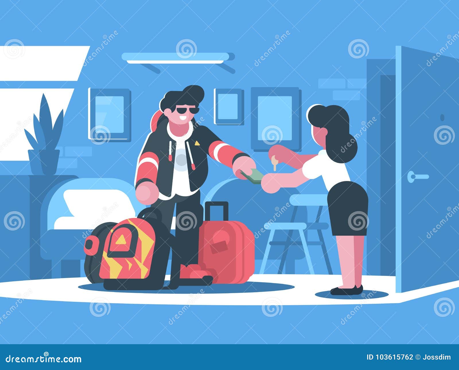 Rent apartment or room stock vector. Illustration of baggage - 103615762