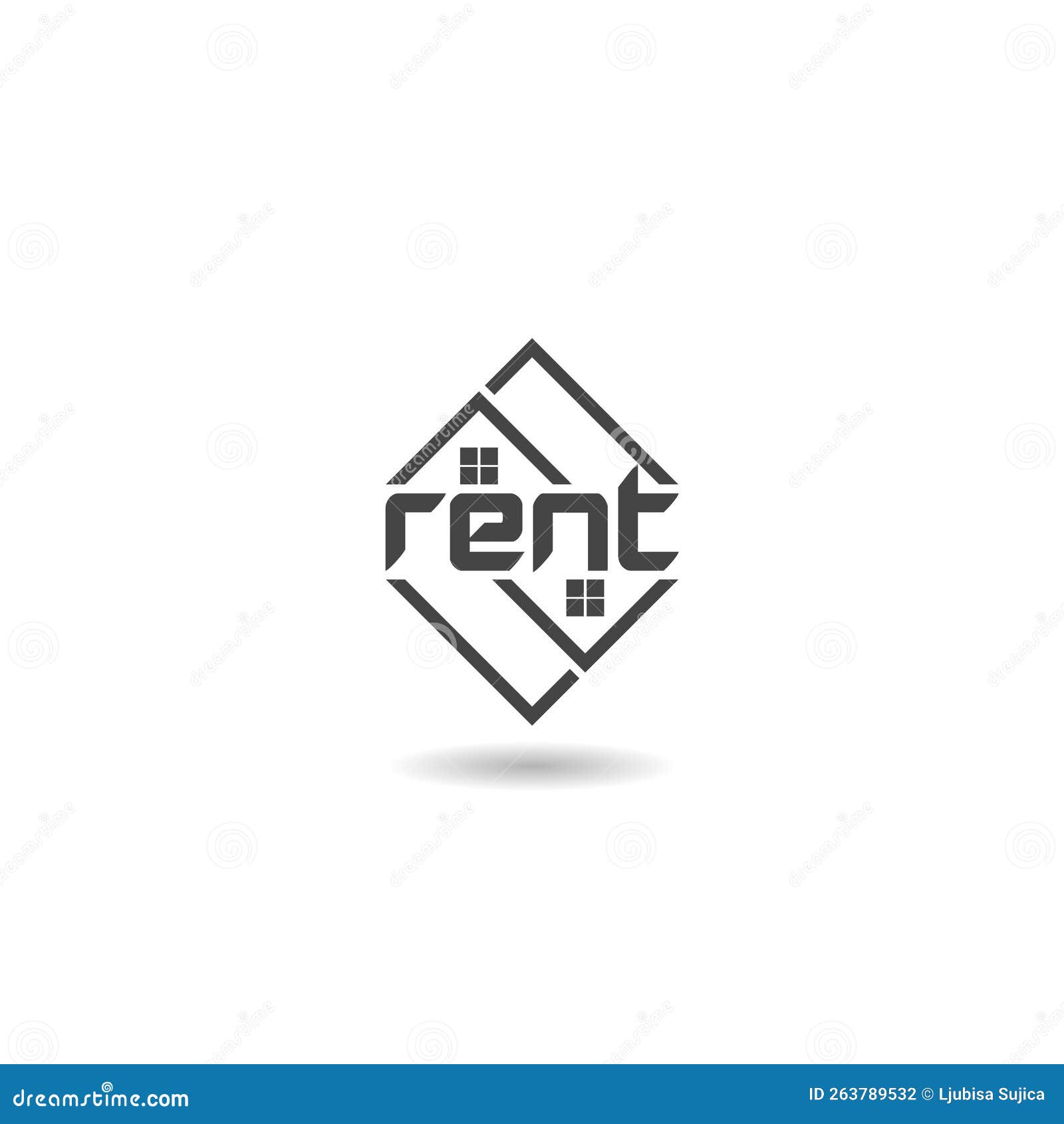Rent House Logo Icon with Shadow Stock Vector - Illustration of ...
