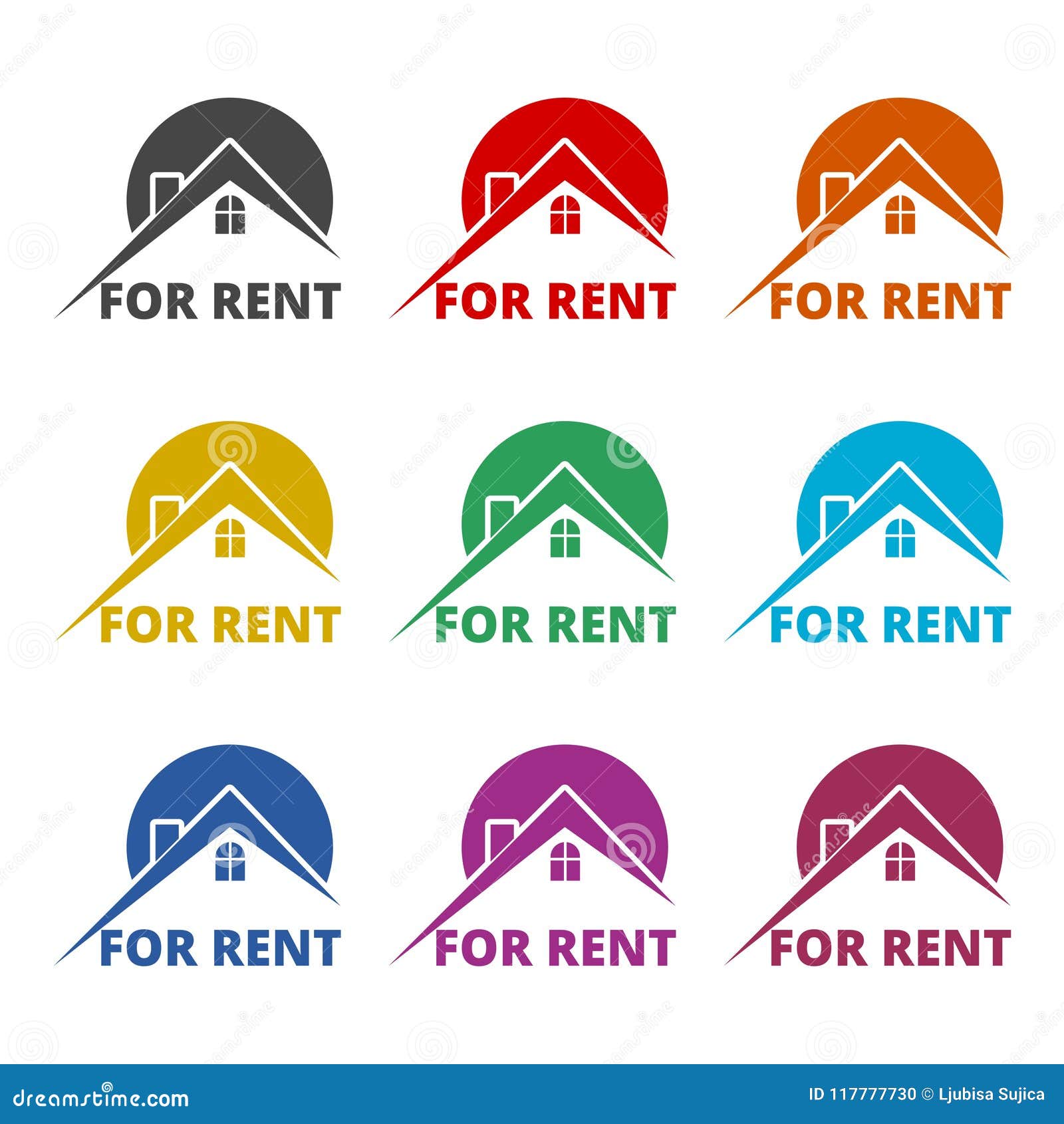 For Rent Icon, Color Icons Set Stock Vector - Illustration of ...