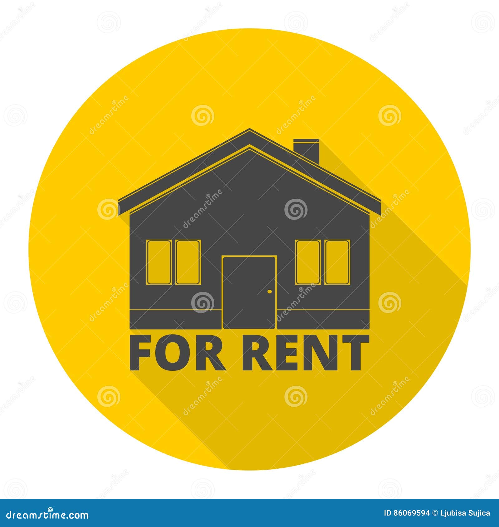 For Rent Icons Set with Long Shadow Stock Illustration - Illustration ...