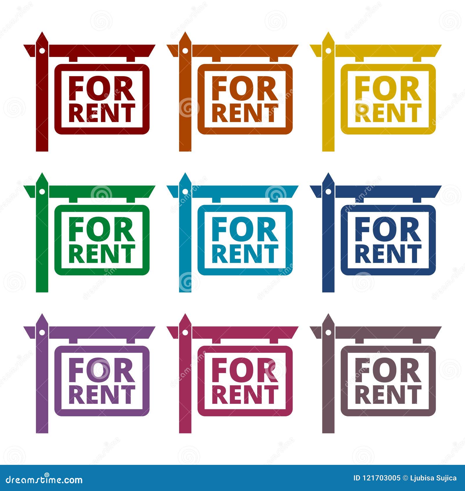 For Rent Icons set stock vector. Illustration of business - 121703005