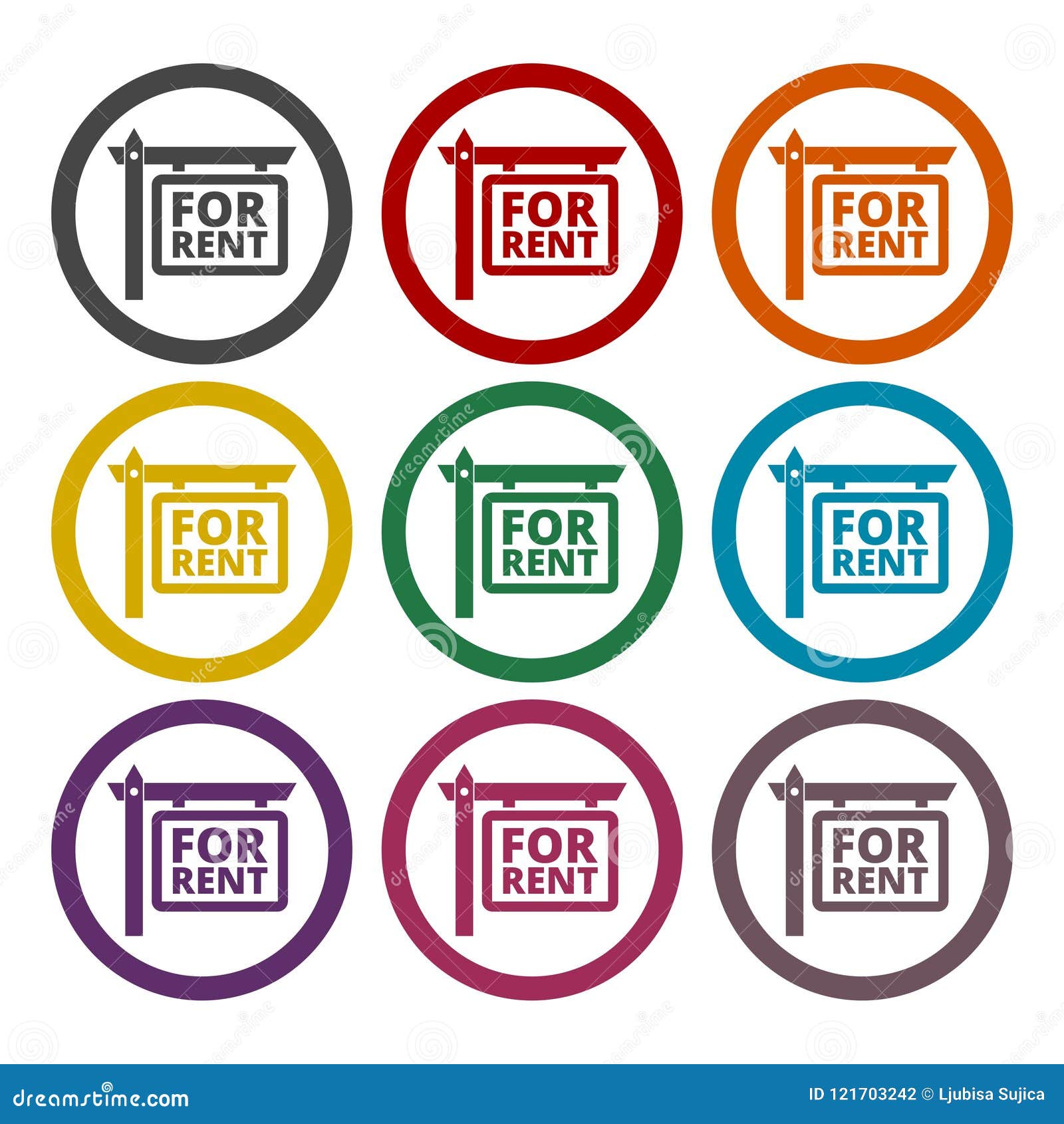 For Rent Icons set stock vector. Illustration of button - 121703242