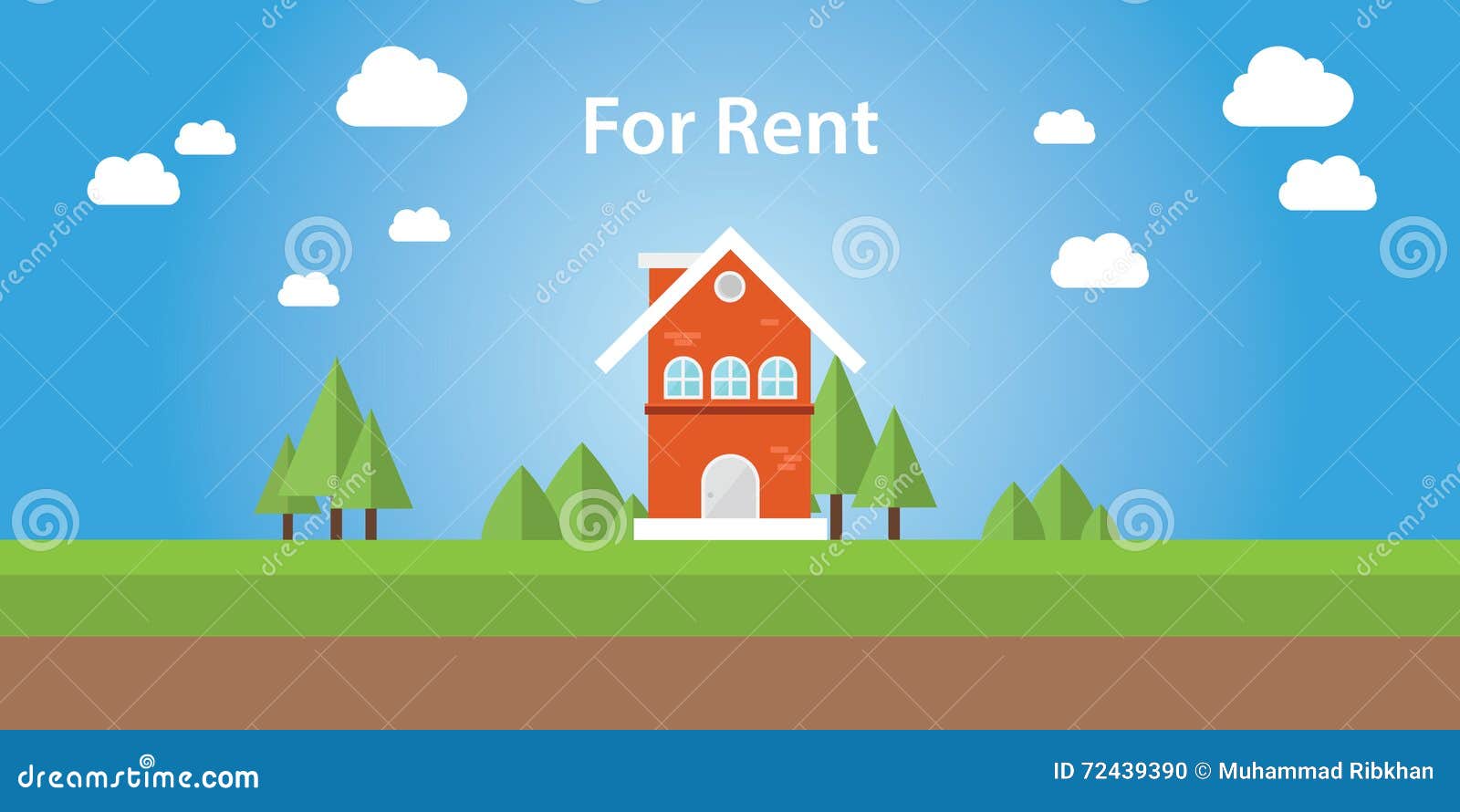 For Rent Renting House with Text Stock Vector - Illustration of ...