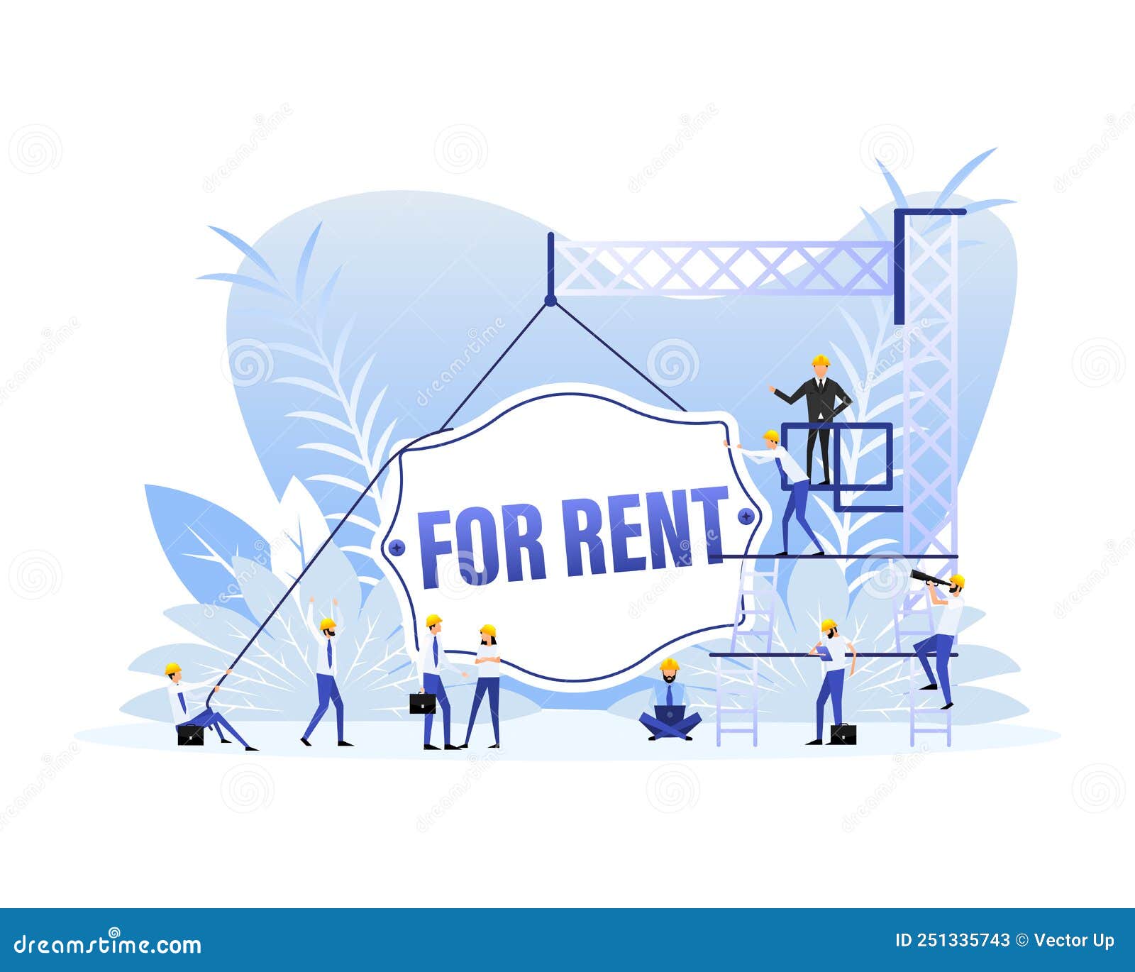 For Rent Sign. Flat Style People. Isolated Vector Illustration. Vector ...