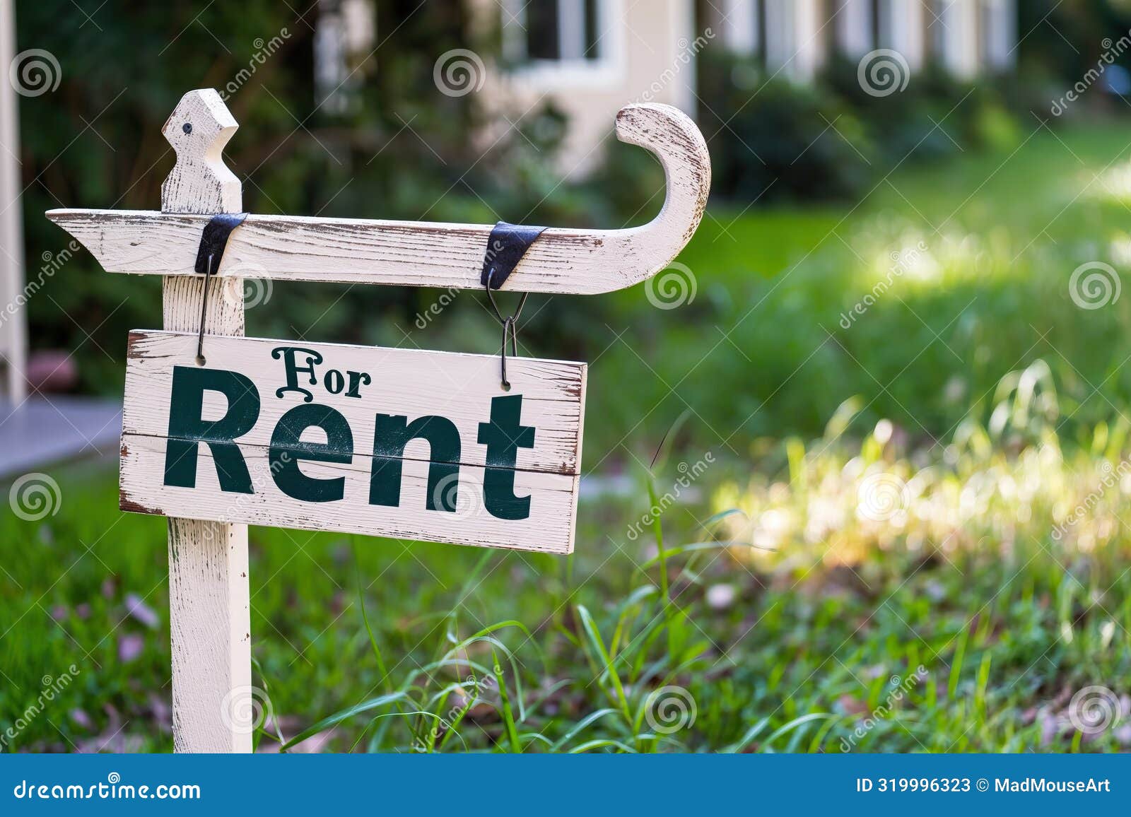 For Rent Sign in Front of a House in a Beautiful Garden Stock ...