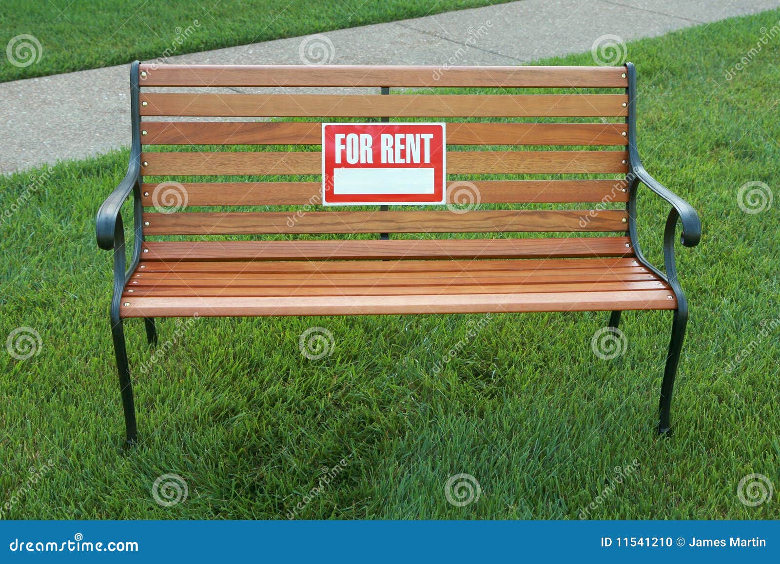 For RENT Sign on a Park Bench Stock Photo - Image of heart, lawn: 11541210