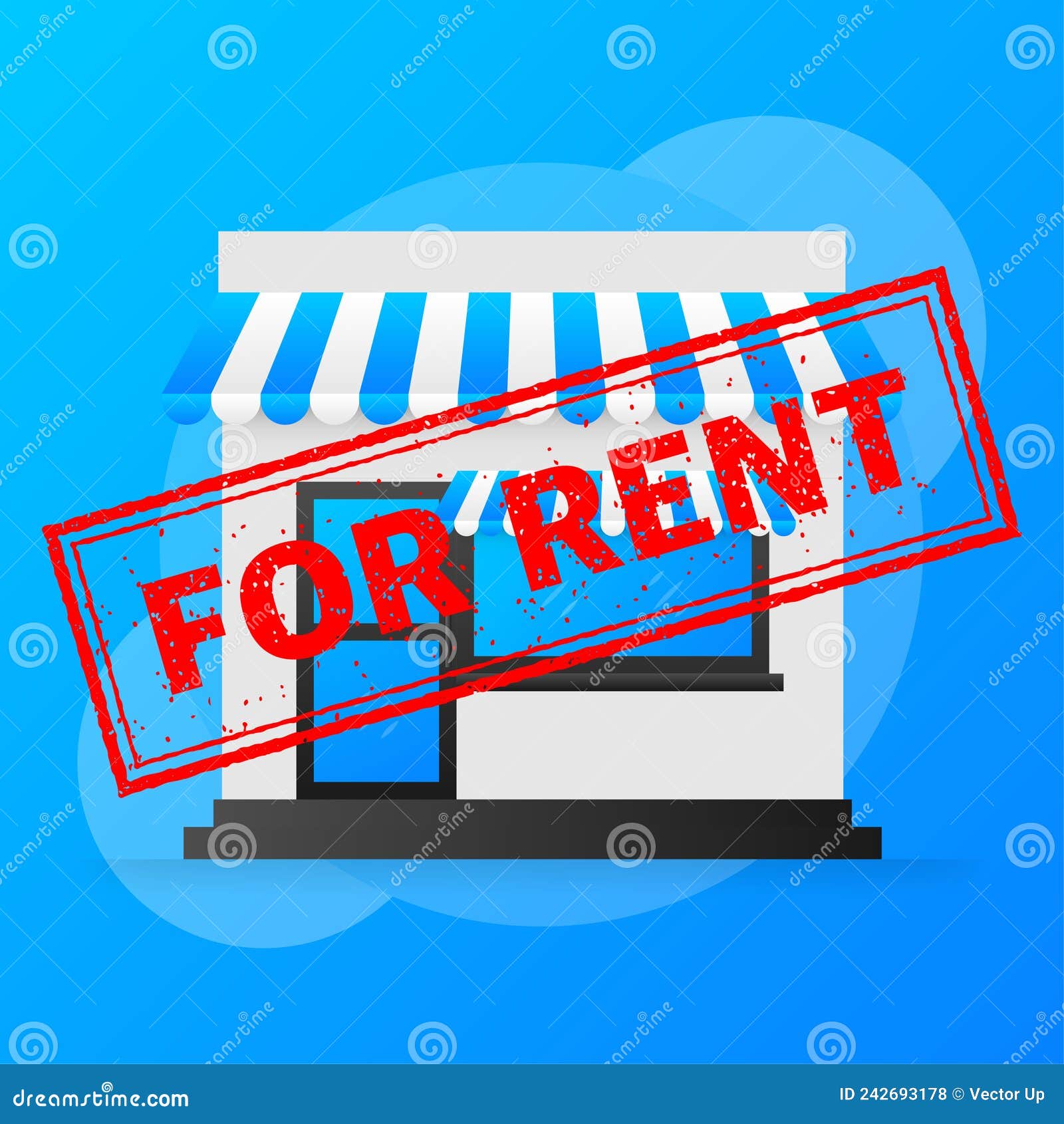 For Rent Stamp in Flat Style on Red Background. Vector Flat Design ...