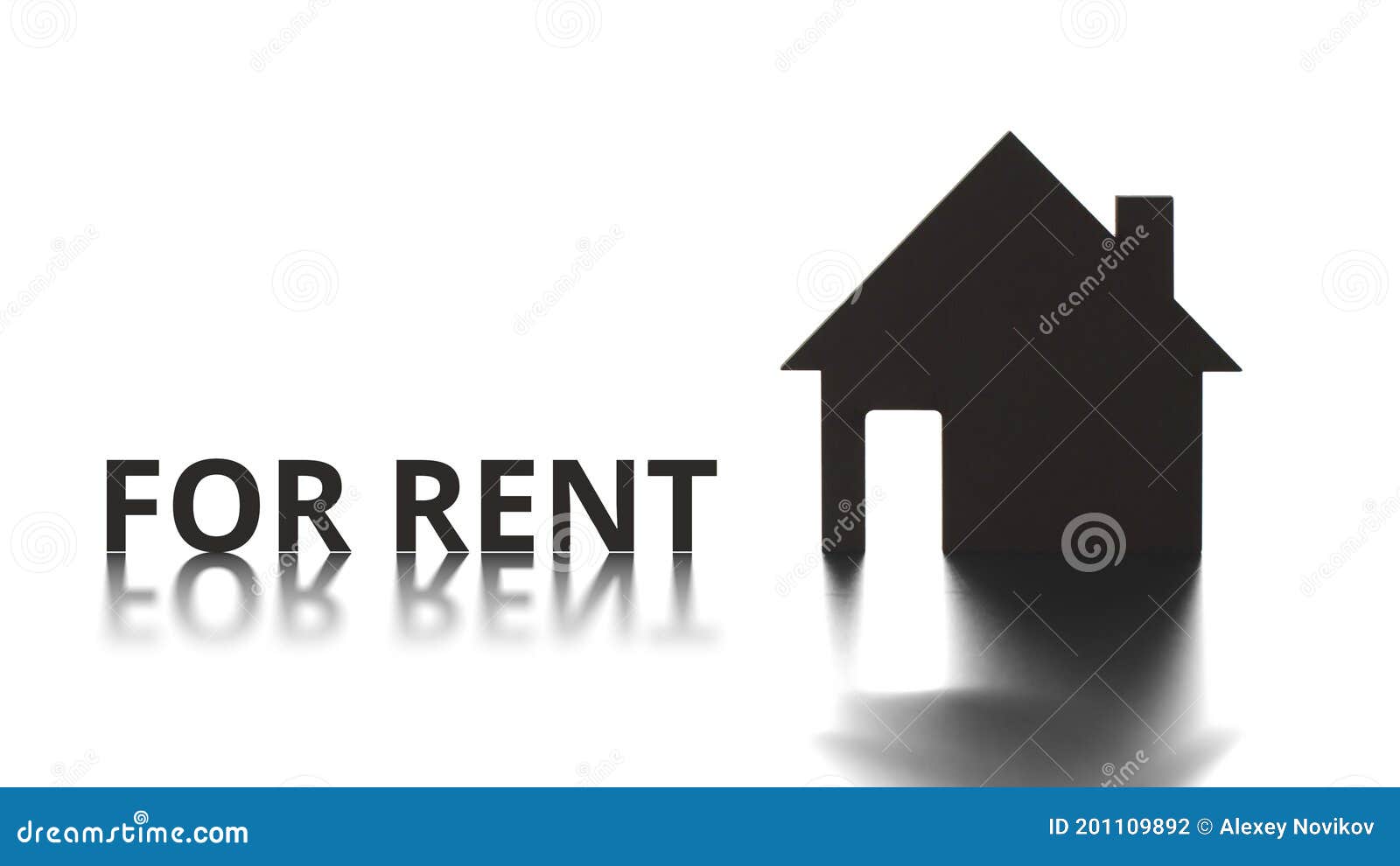 For RENT Text and Home Silhouette on White Background Stock ...