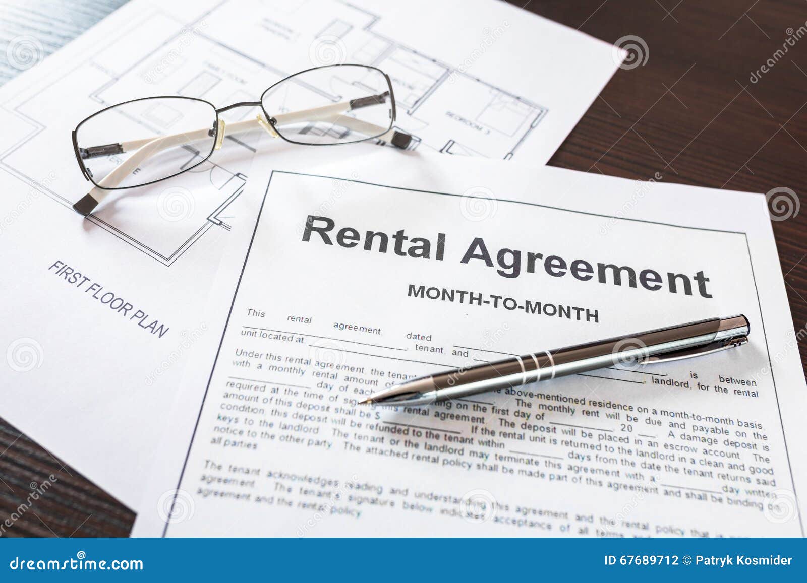 Rental agreement contract stock photo. Image of application - 67689712