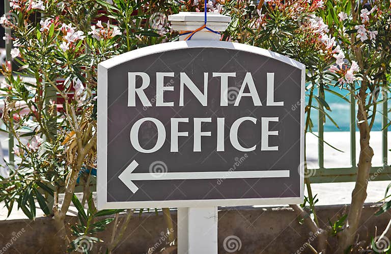 Rental Office Sign stock photo. Image of directing, message - 29665232