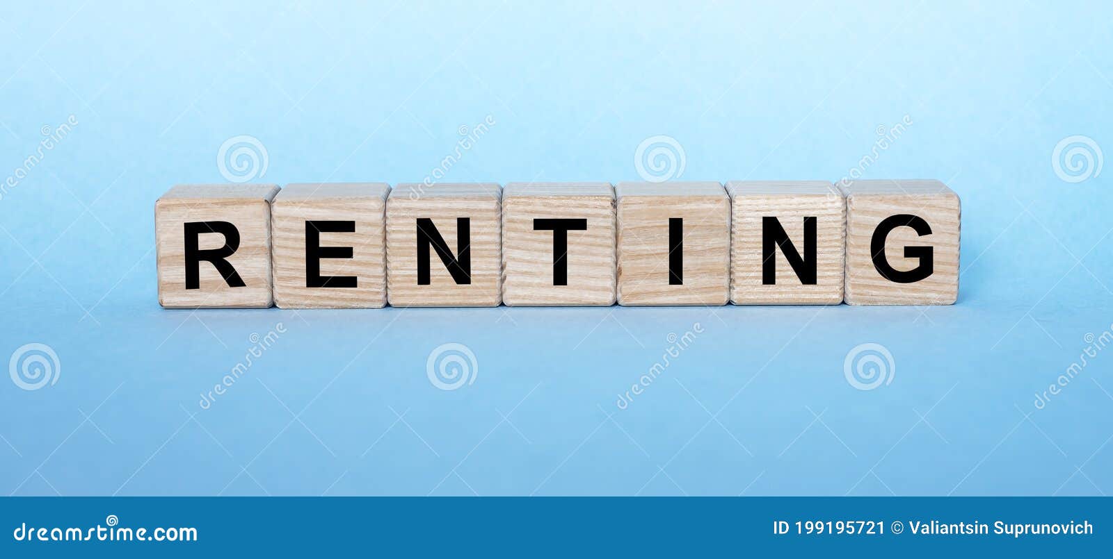 Renting Word on Wooden Cube Blocks on Blue Background Stock Image ...