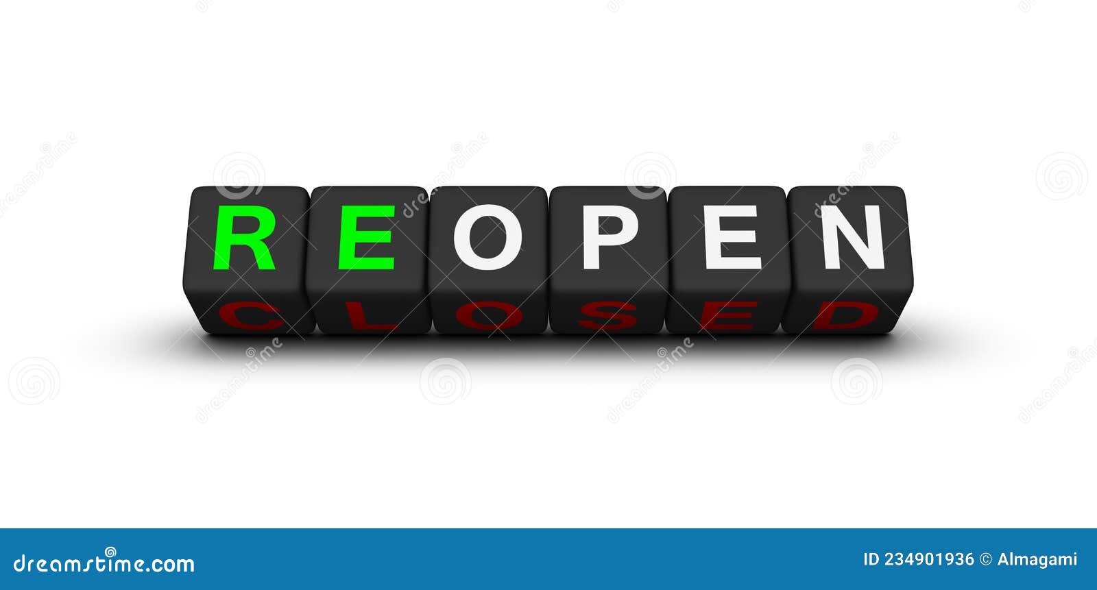 ReOPEN 3D Sign. stock illustration. Illustration of text - 234901936