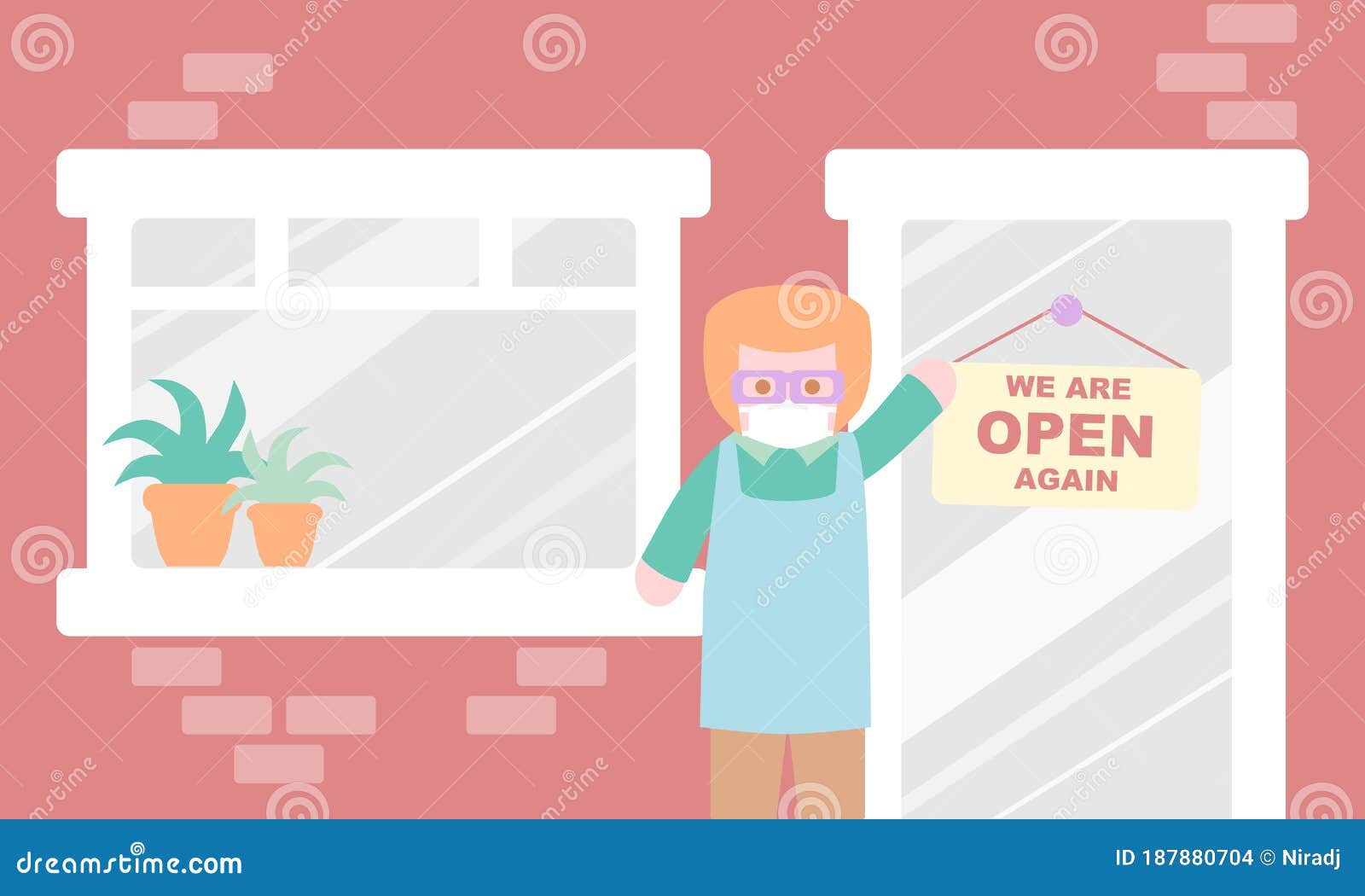 Reopen Store during Covid-19 Pandemic Stock Vector - Illustration of ...