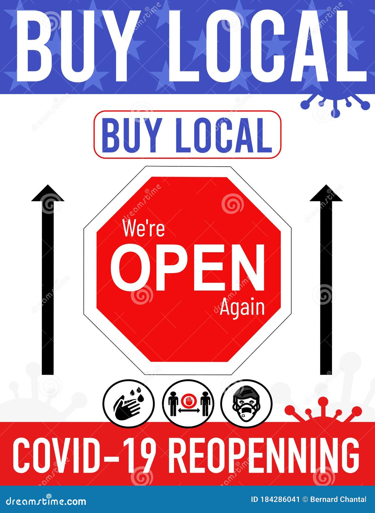 Reopening Poster and Buy Local Covid-19 Stock Illustration ...