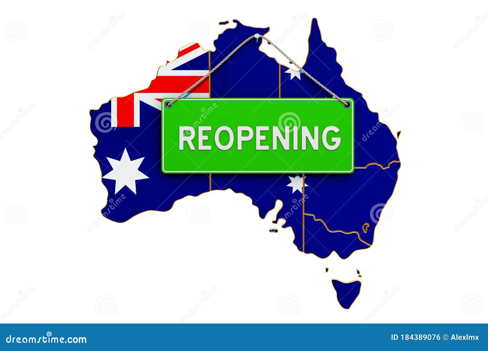 Reopening Australia after Quarantine Concept, 3D Rendering Stock ...