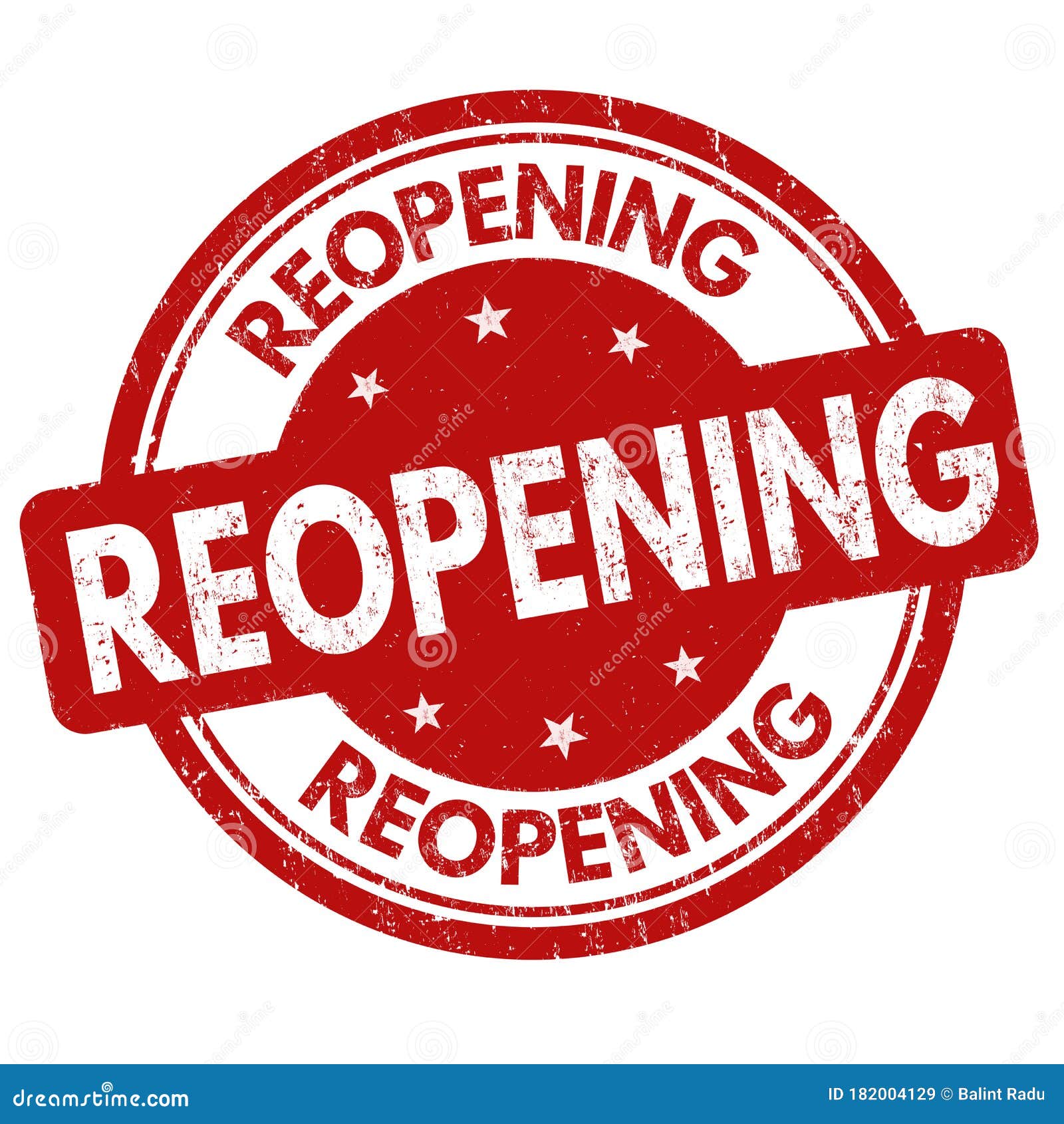 Reopening sign or stamp stock vector. Illustration of launch - 182004129