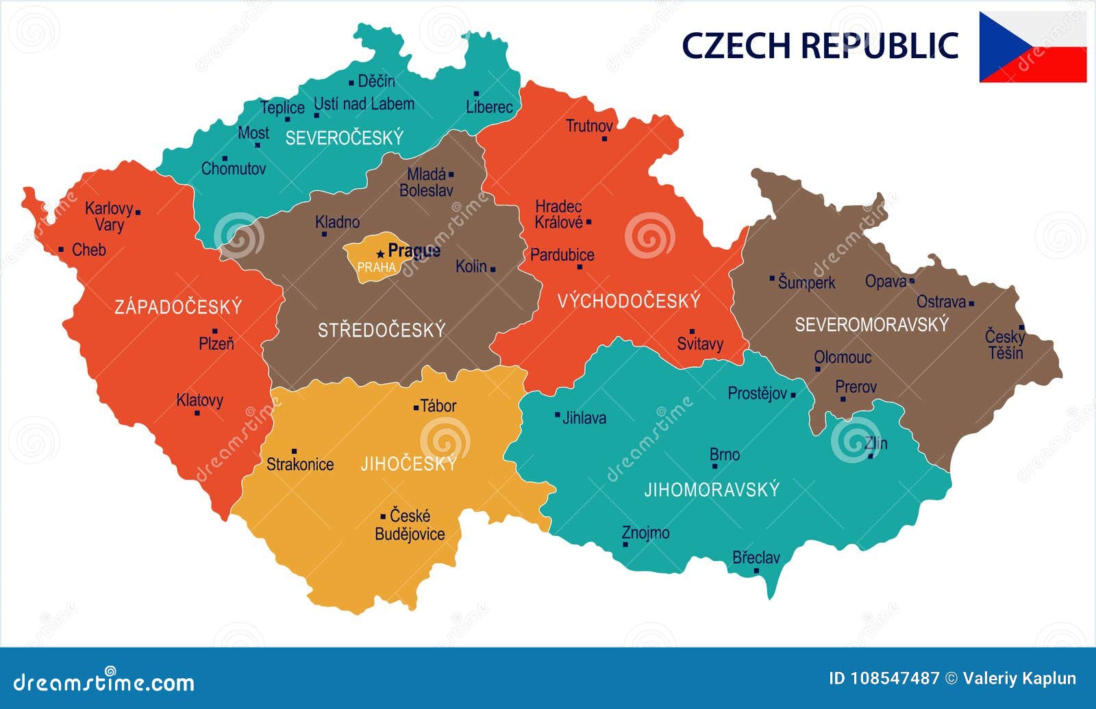 República Checa - Mapa Y Bandera - Ejemplo Detallado Del Vector Stock ...