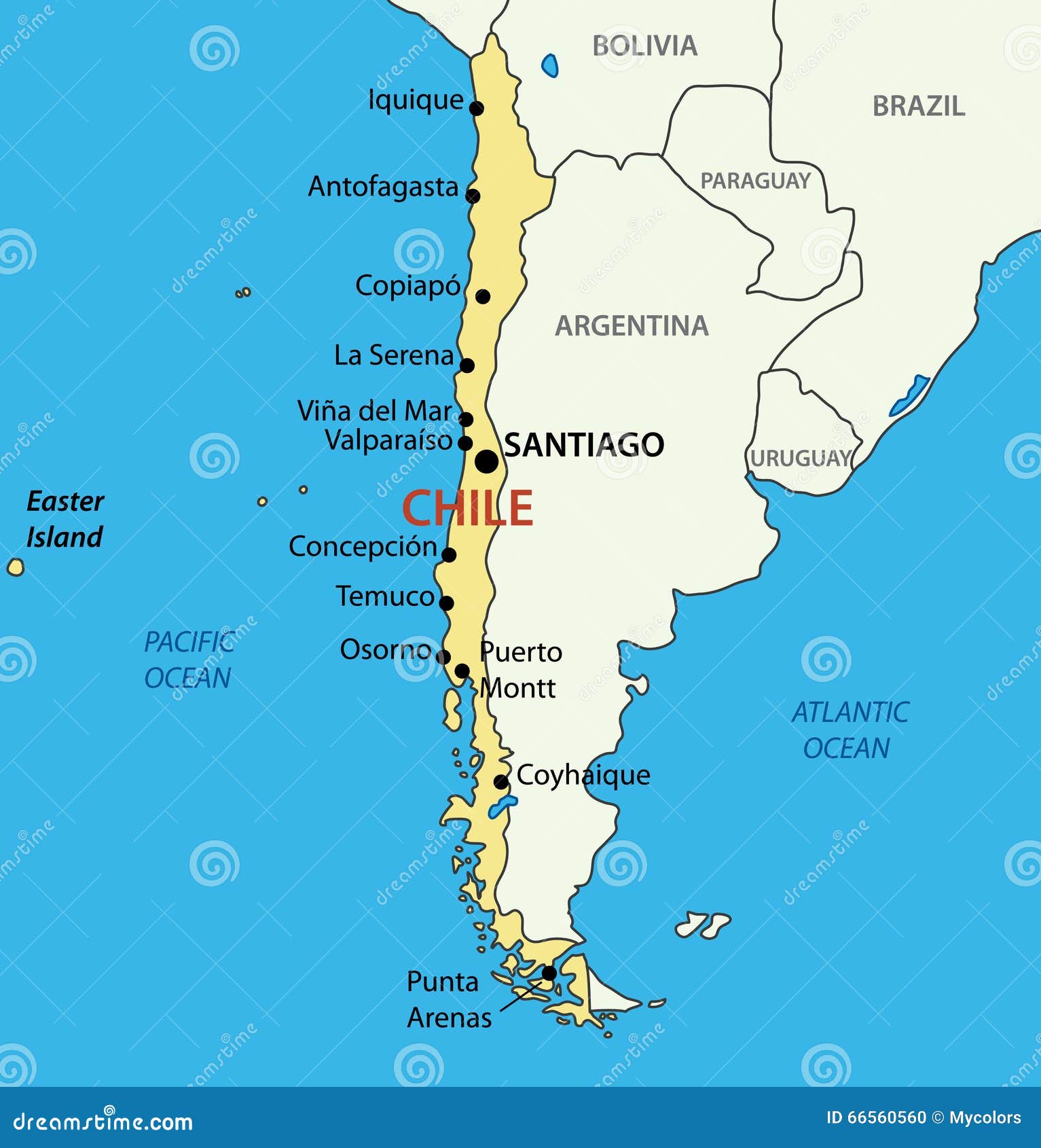 República de Chile - mapa ilustración del vector. Ilustración de océano ...