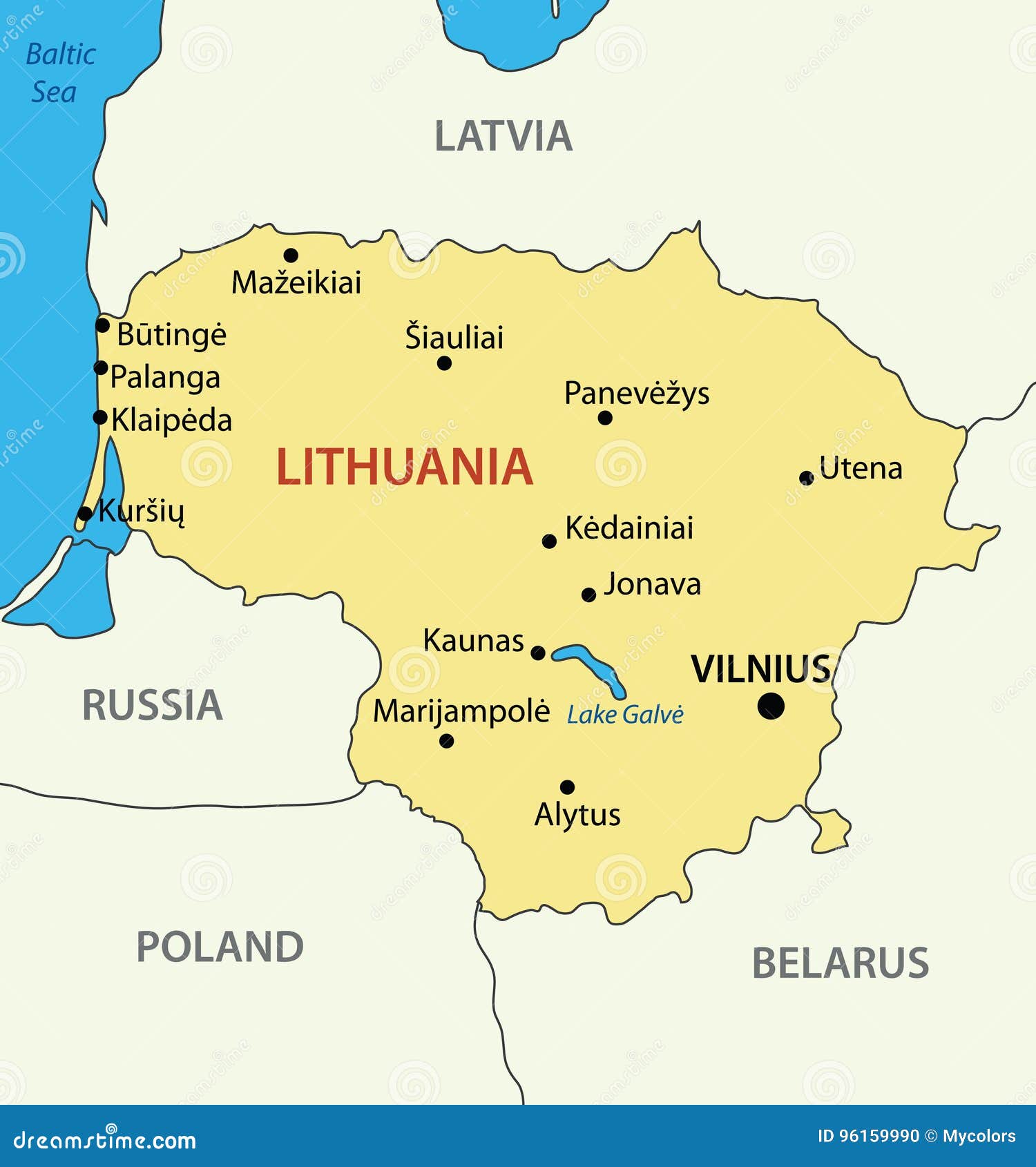 República De Lituania - Mapa Del Vector Ilustración del Vector ...