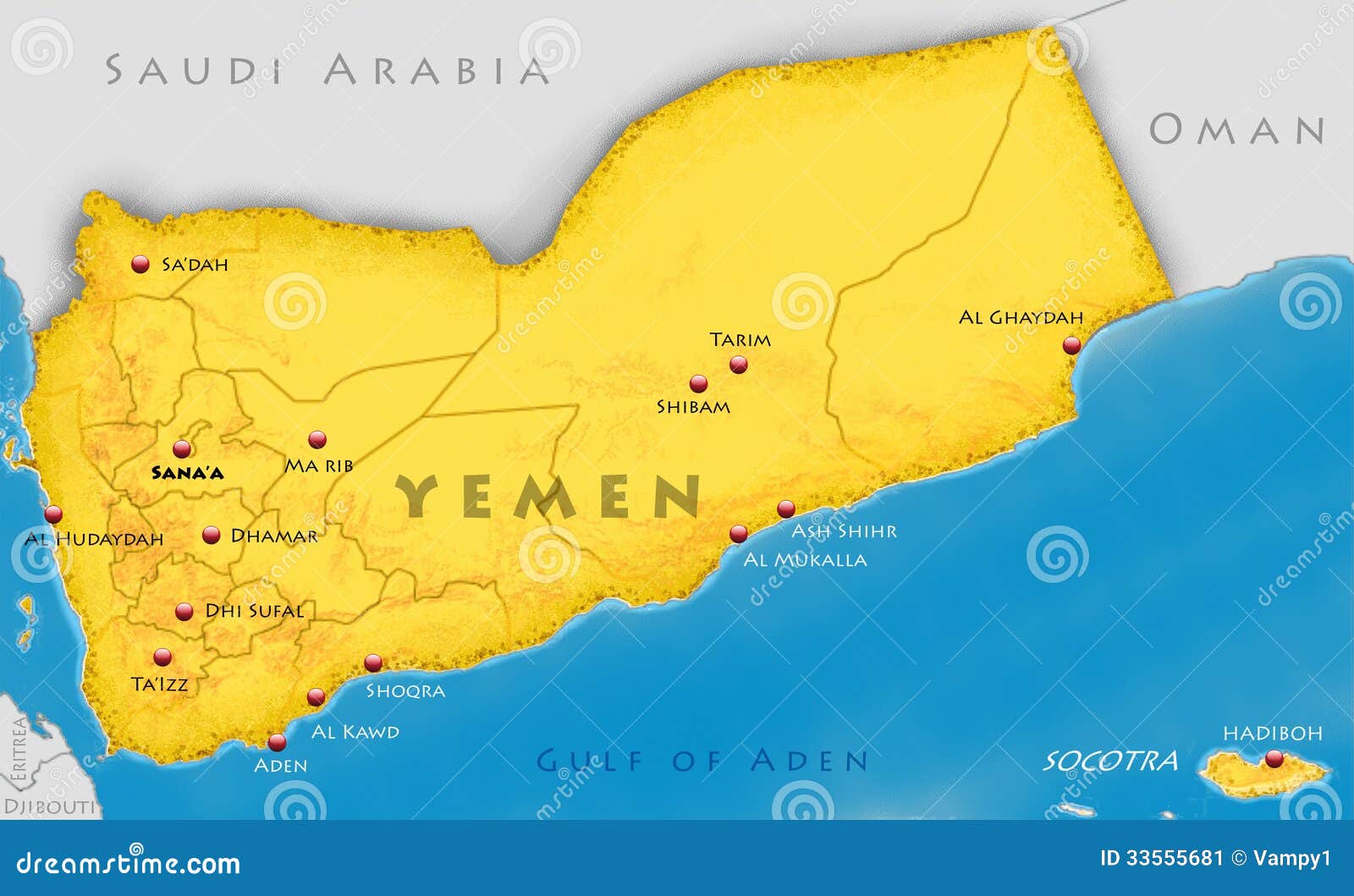 República Del Mapa De Yemen Imagen de archivo - Imagen: 33555681