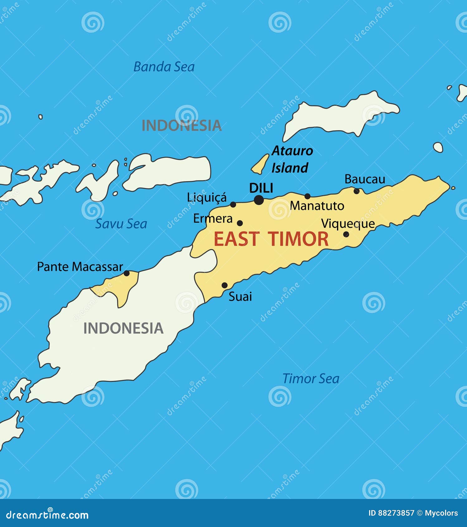 República Democratic De Timor-Leste - Timor Oriental - Vector El Mapa ...