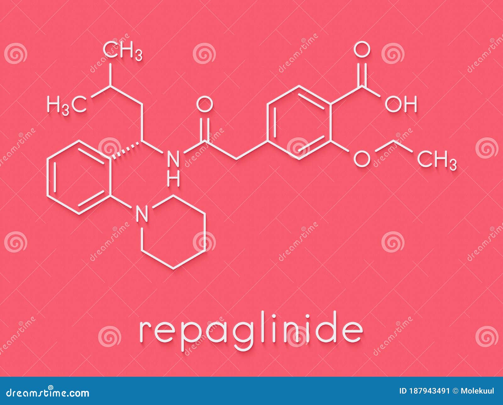 Repaglinide Diabetes Drug Molecule. Skeletal Formula. Stock ...