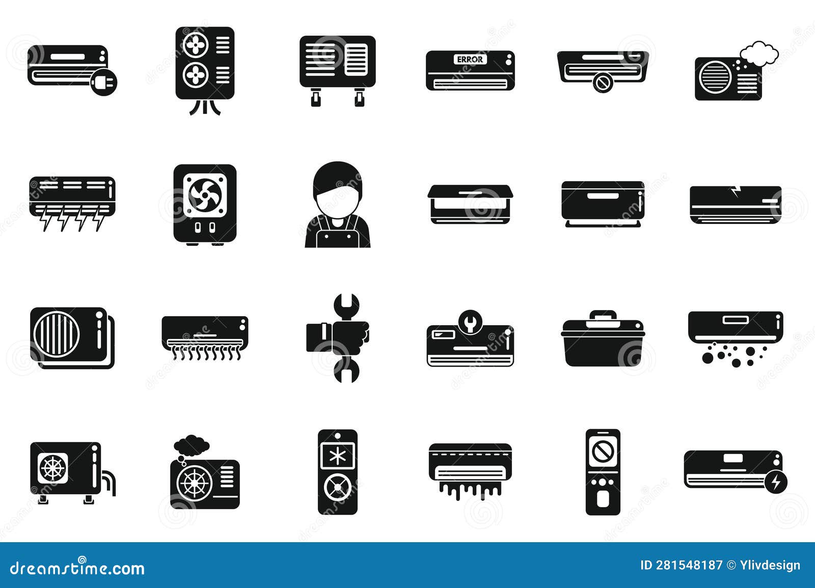 Repair Air Conditioner Icons Set Simple Vector. Install Hvac Stock ...