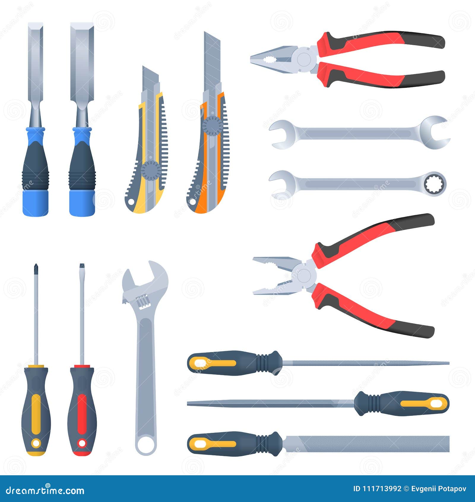 Repair, Builder and Construction Hand Tool Set. Flat Vector Ele Stock ...