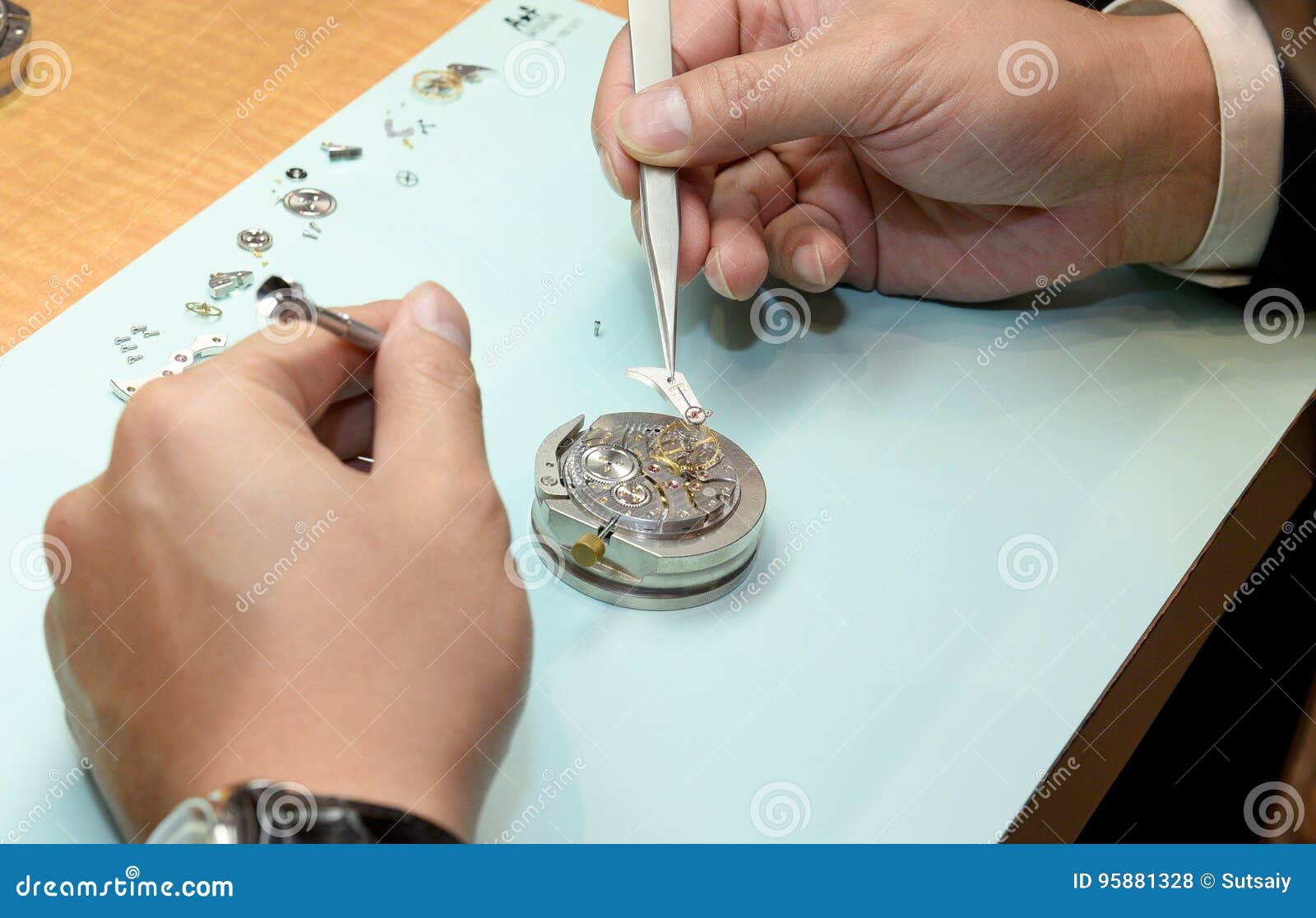 Repair of clocks stock photo. Image of antique, holding - 95881328