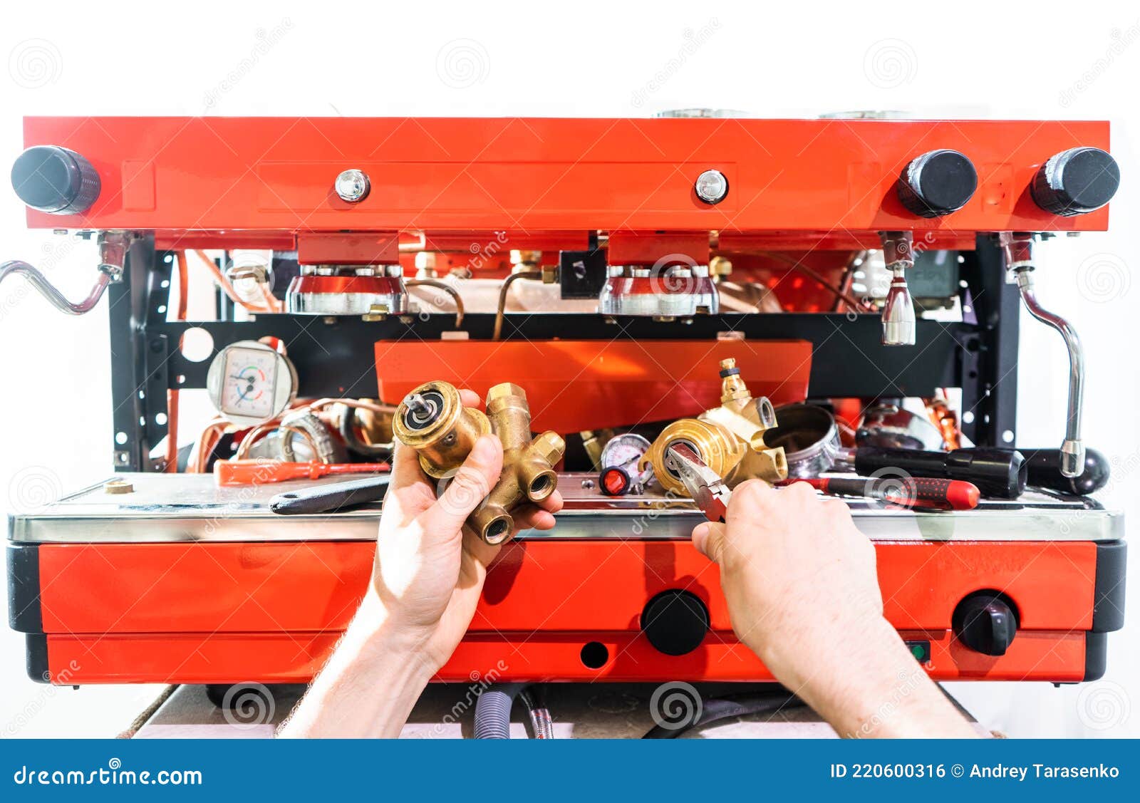 Repair of the Coffee Machine Photo. Stock Photo - Image of place ...
